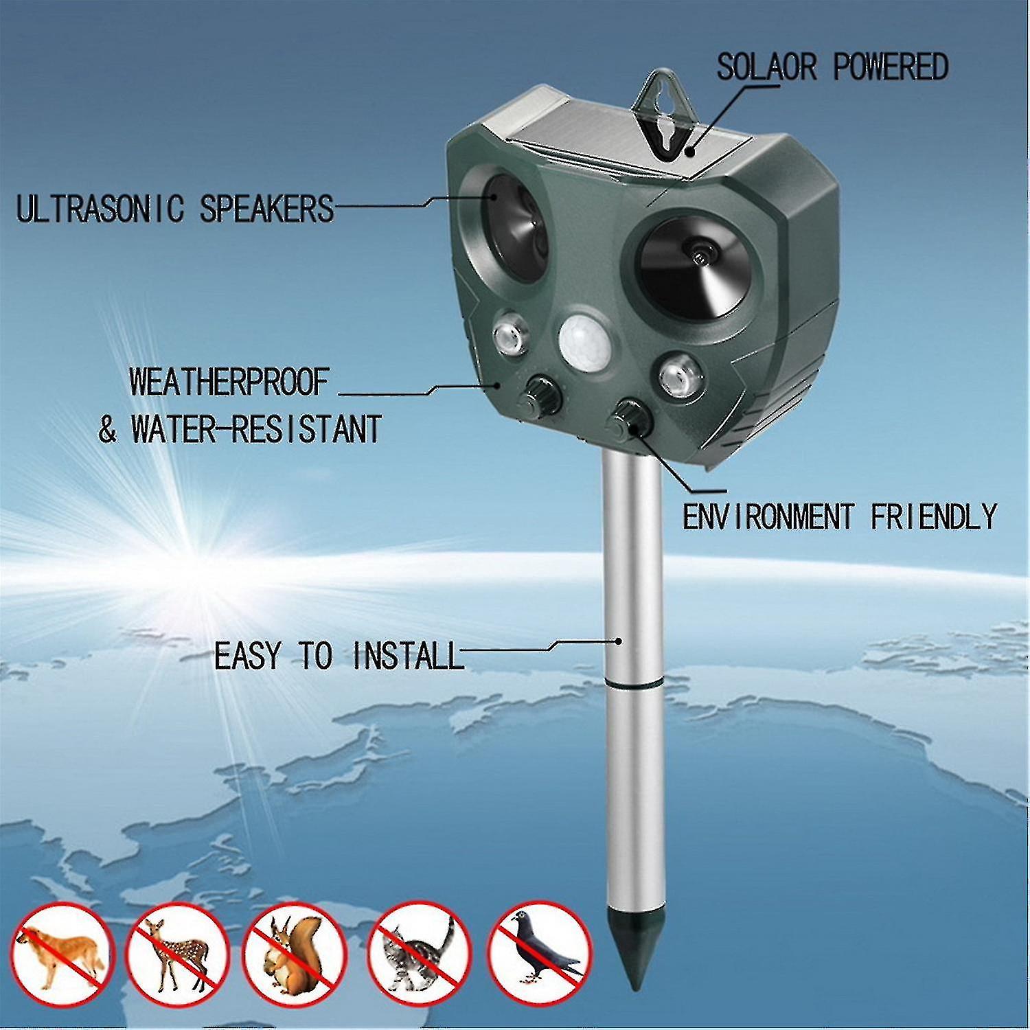 Solar Ultrasonic Animal Repeller Pir Sensor Infrared Birds Cat Dog ...