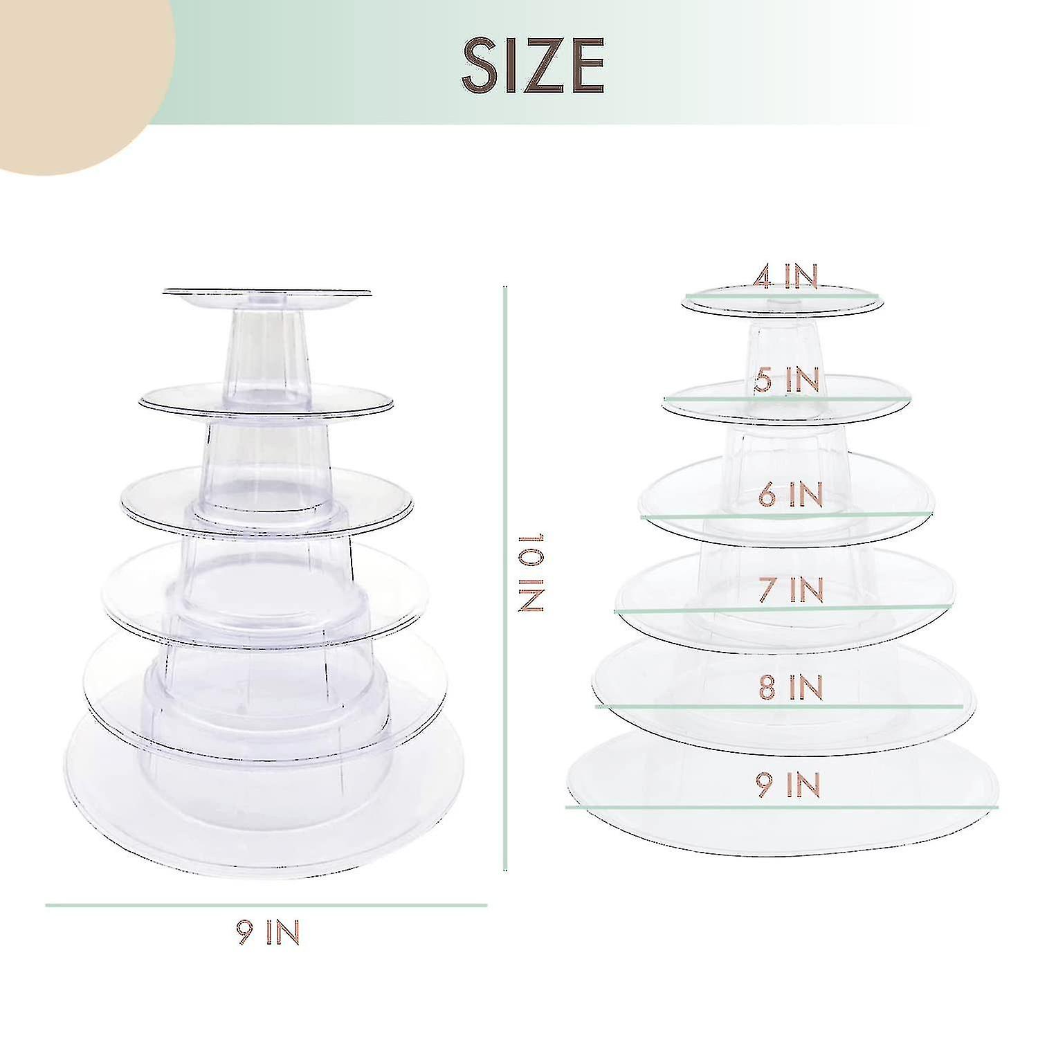 6 Tier Round Plastic Macaron Tower Stand Macarons Holder Macaroon Cake ...