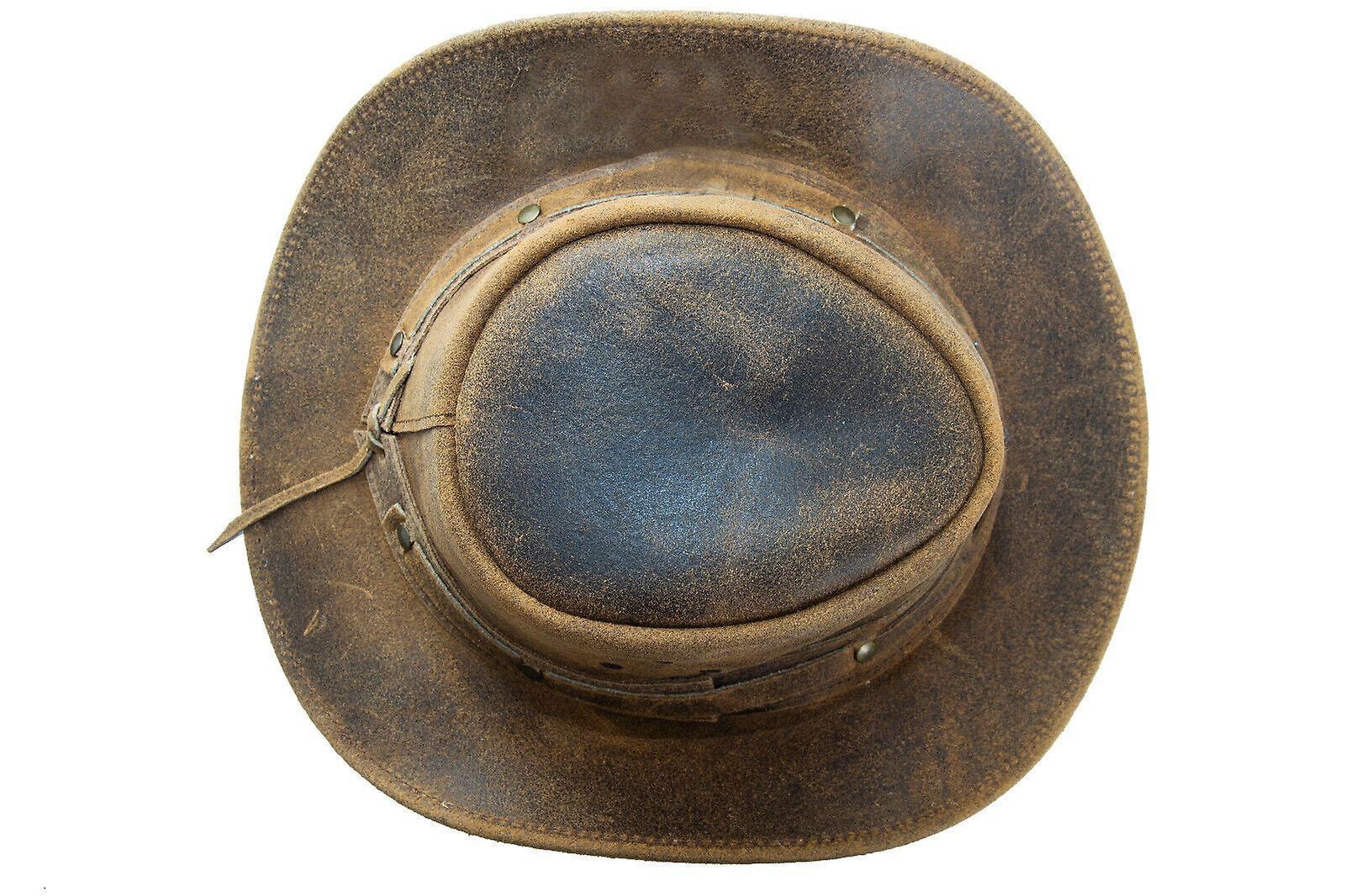Cowboy Aussie Real Leather Hat Australian Tan Brown Western Outback ...