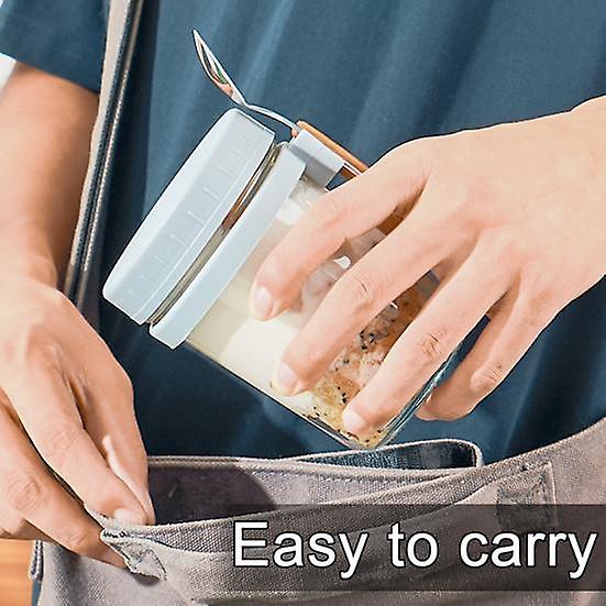 350ML Overnight Oats Cup with Spoon And Lid Leakproof Glass Breakfast ...