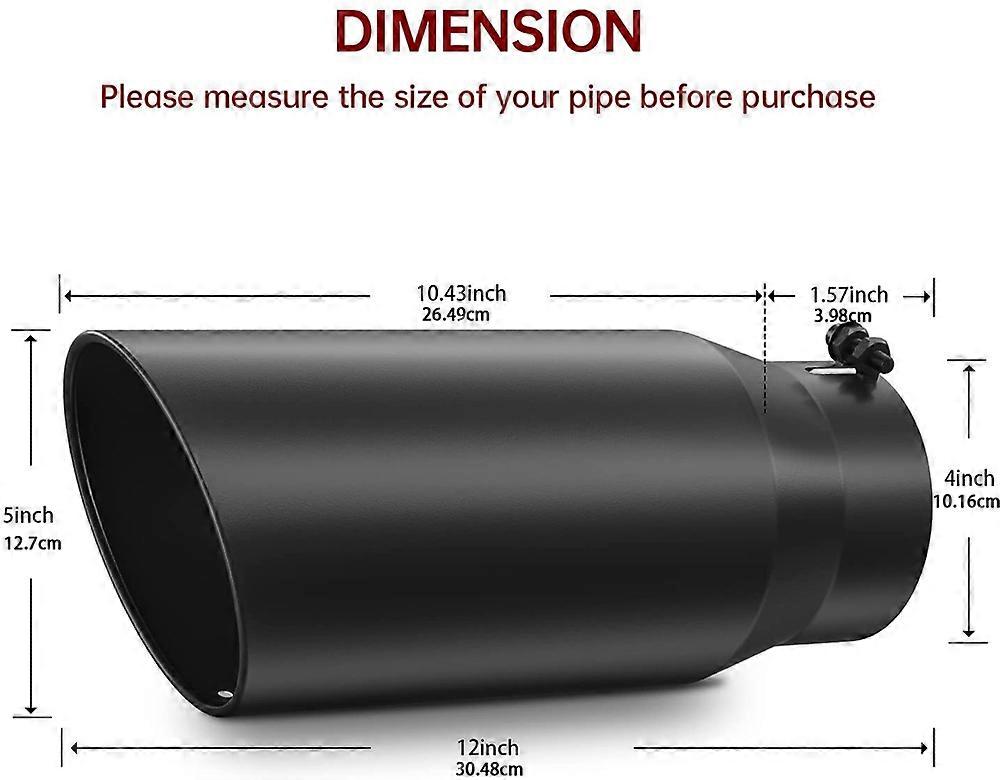 4 Inch/10.16cm Inlet Black Exhaust Tip, 4" Inlet 5" Outlet 12" Long ...