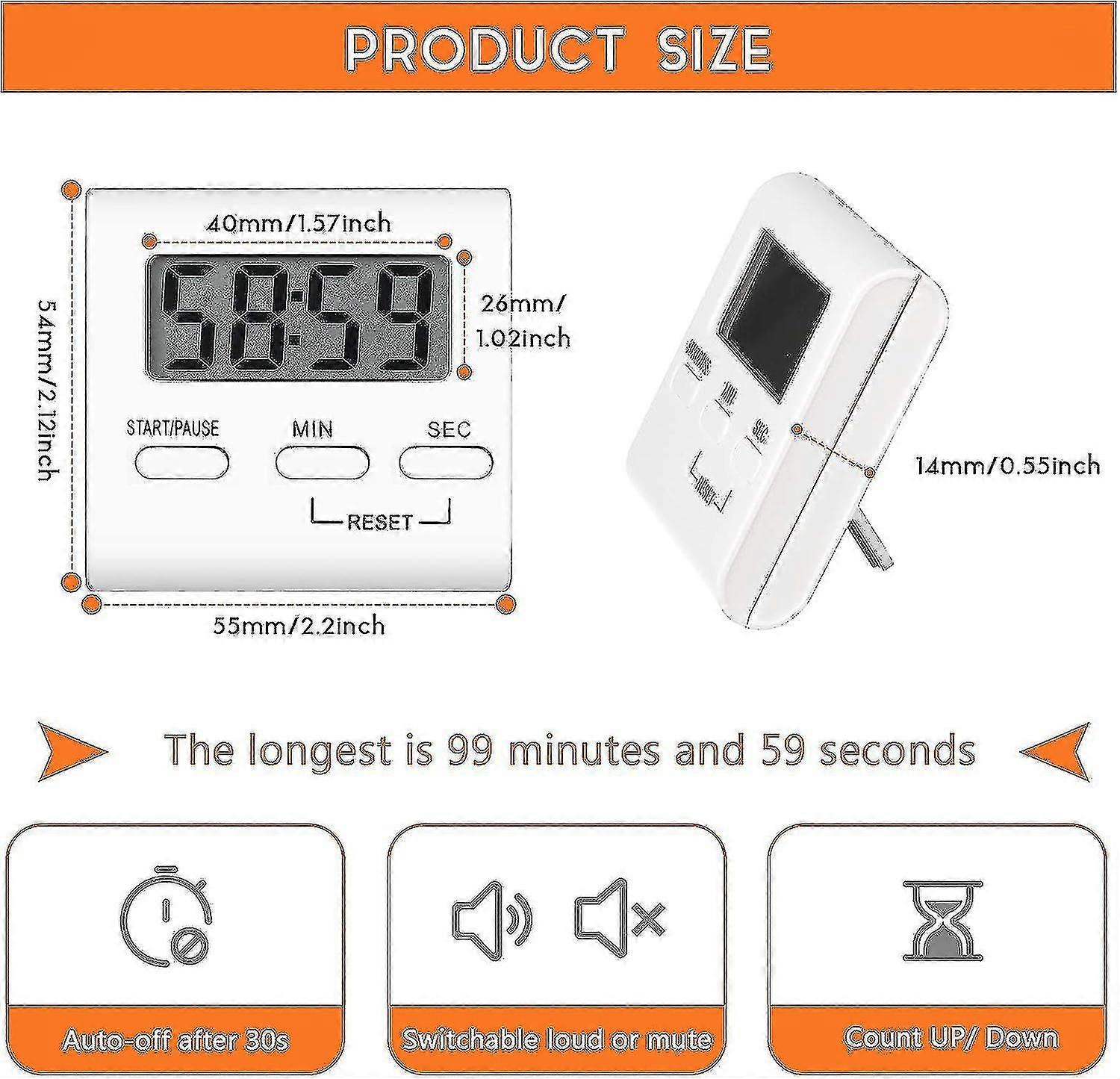 4 Pieces Timers, Kitchen Timer For Cooking, Digital Kitchen Cooking Timers, Egg Timer, Countdown ...