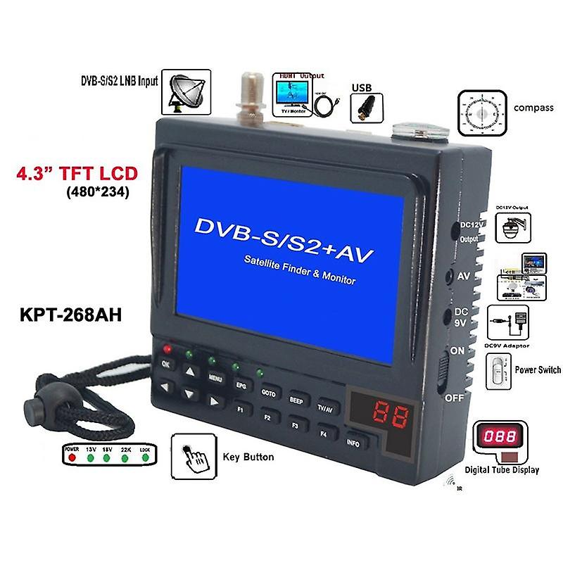 4,3 Zoll Portable Dvb-s2 Digital Satelliten Finder und Monitor Full Hd ...