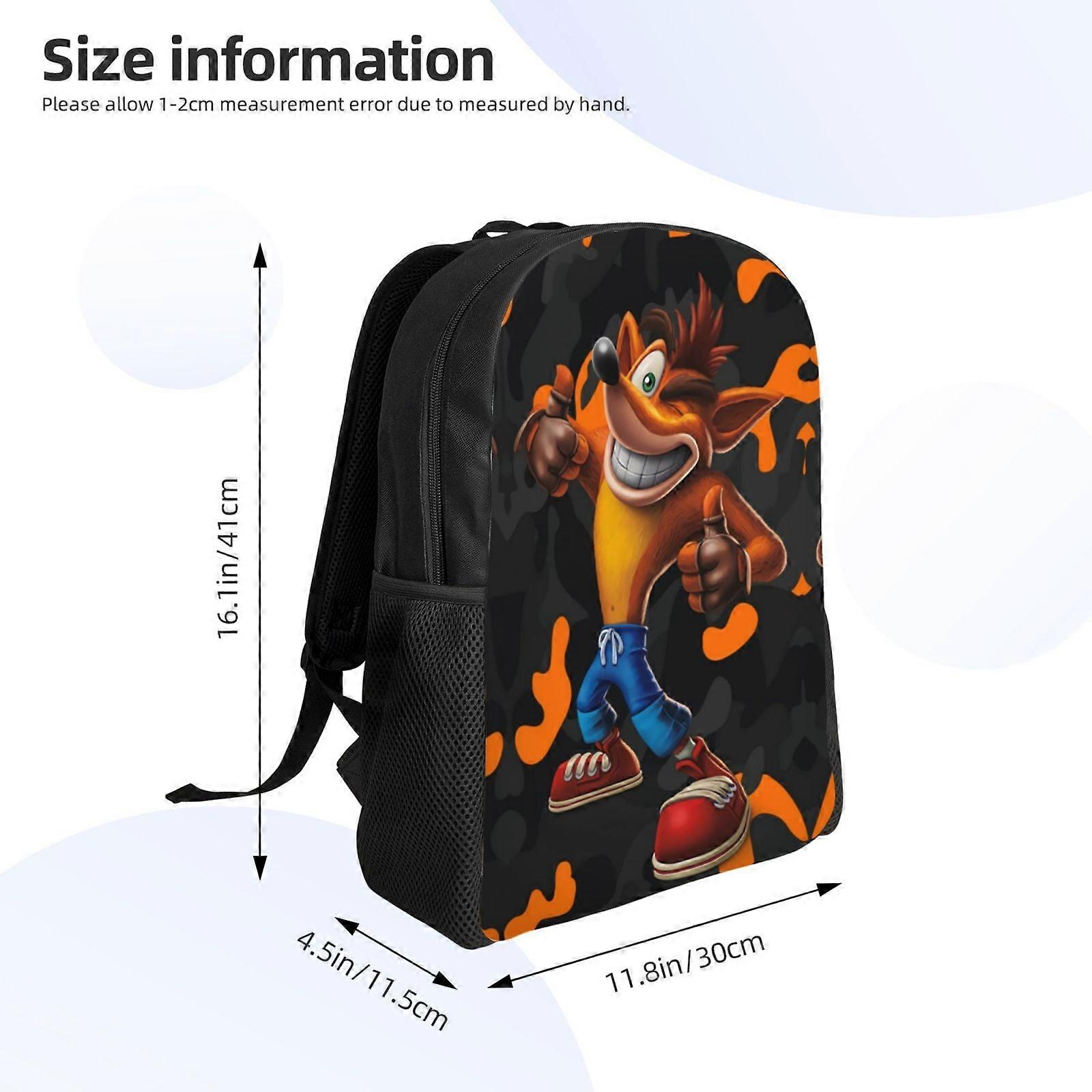 Crash Bandicoot Cute Backpack Daypack for Travel Anime Bag Notebook Bag ...