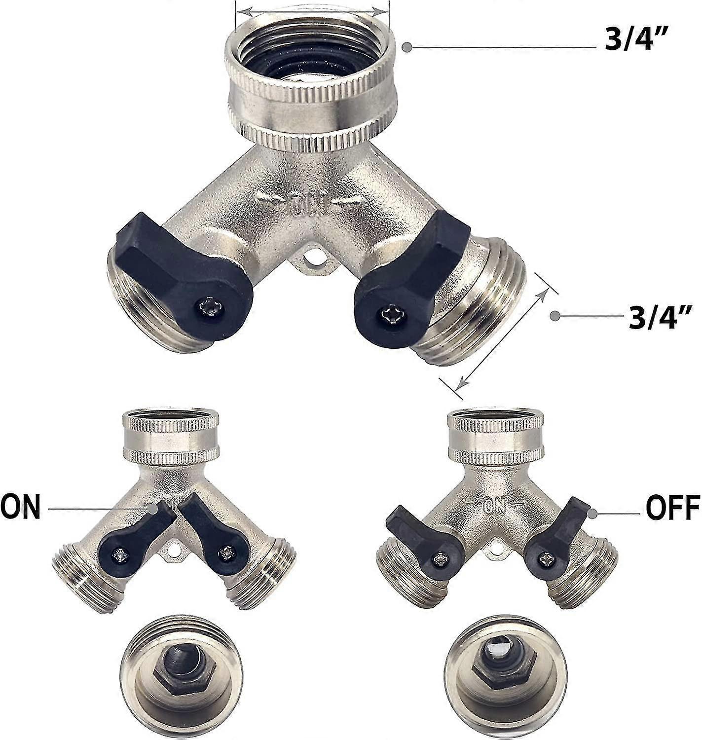 2 Way Garden Hose Splitter, 2-way Tap Connector With Individual On/off ...