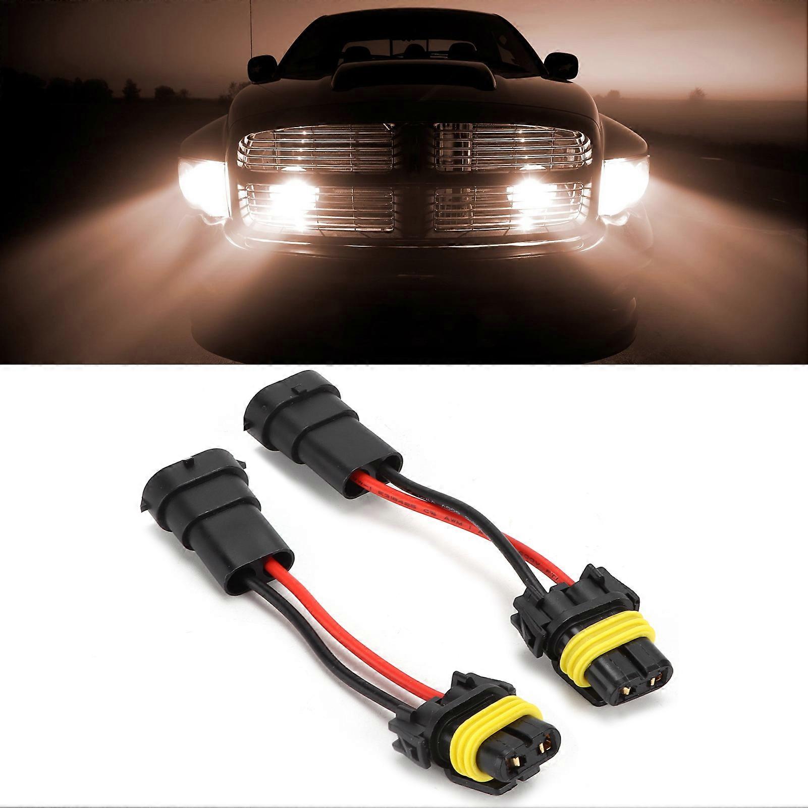 Pair H11 Male to 9005/9006 Female Adapter Headlight Fog Light Universal ...