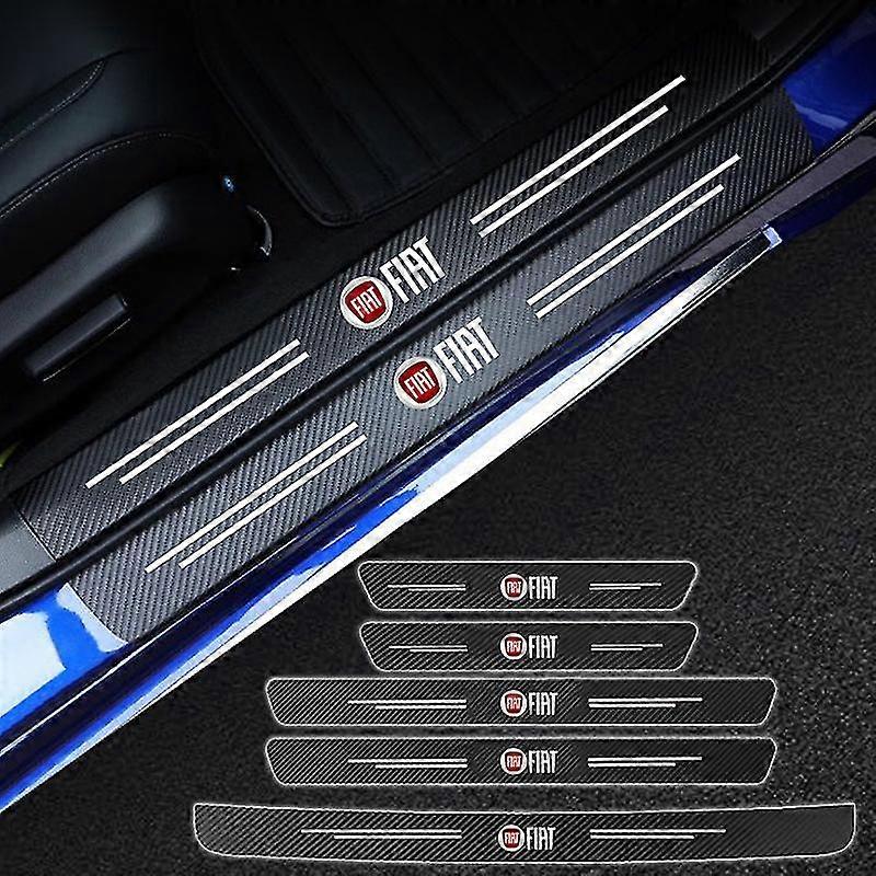 Car Door Sill Protector Carbon Fiber Threshold Stickers For Fiat 500 ...