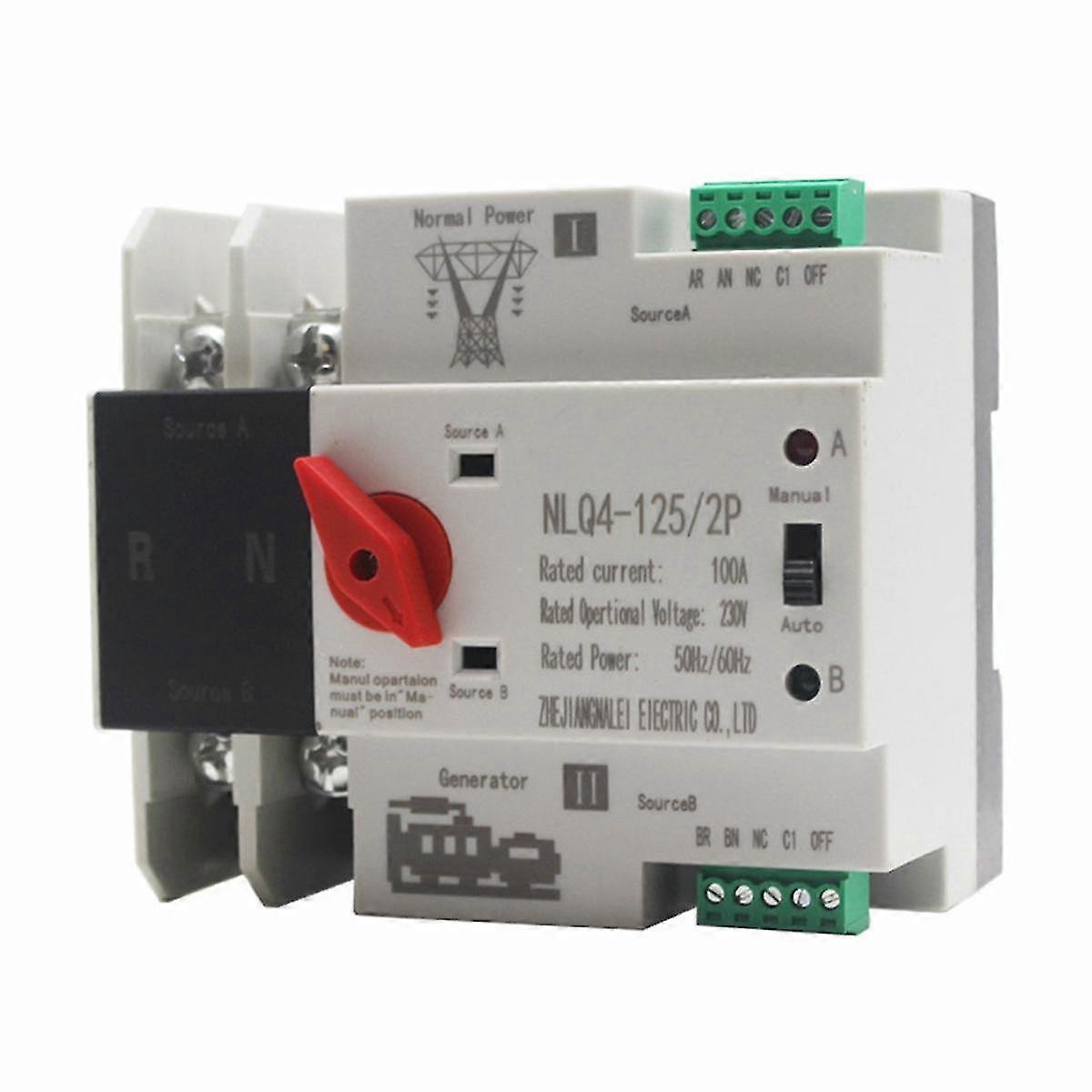 Din Rail 2P ATS Dual Power Automatic Transfer Switch Selector Switches Uninterruptible ...