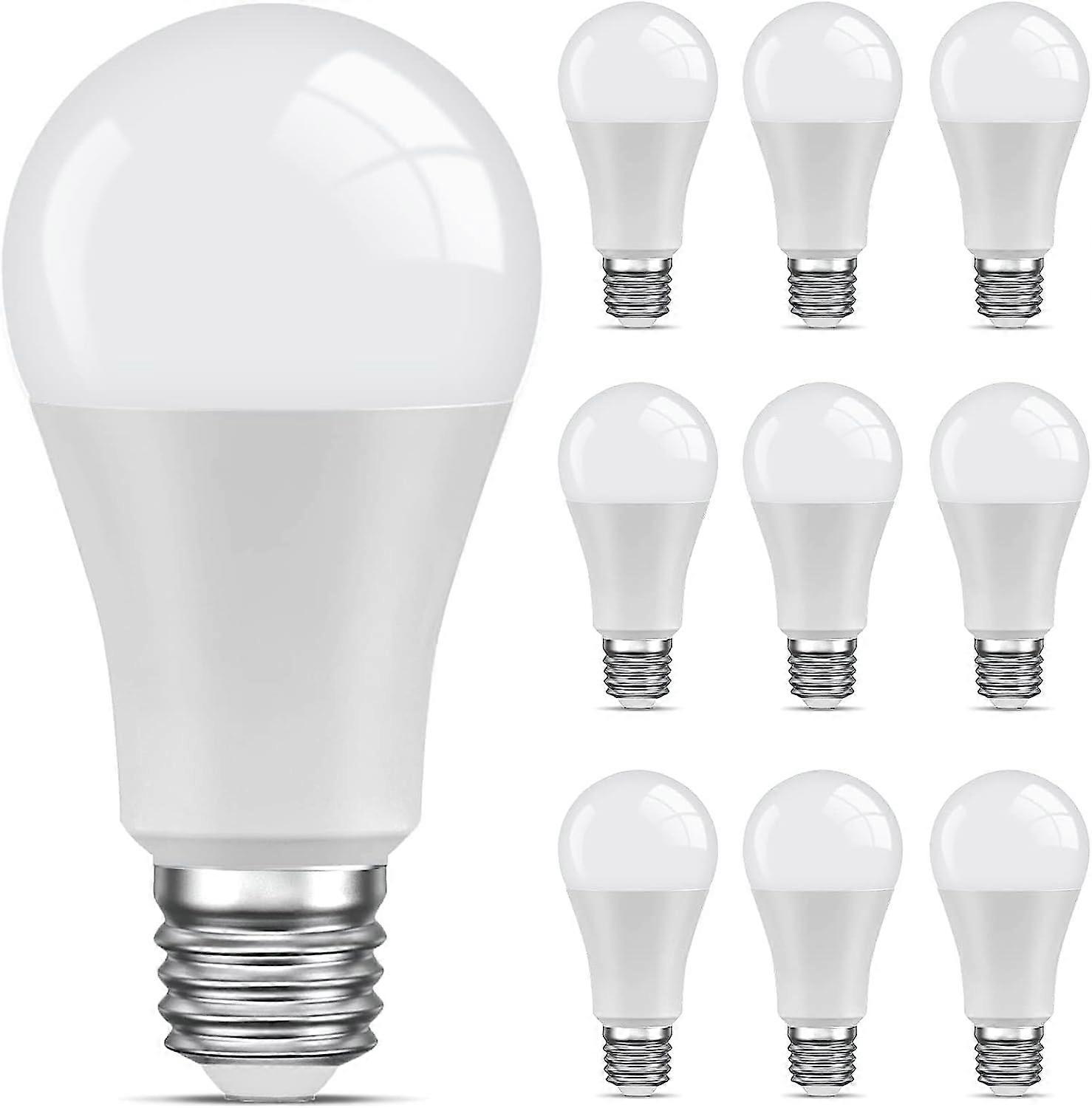 Pack of 10 E27 Warm White LED Bulb, 6500K Standard Bulb, 9W Equivalent ...