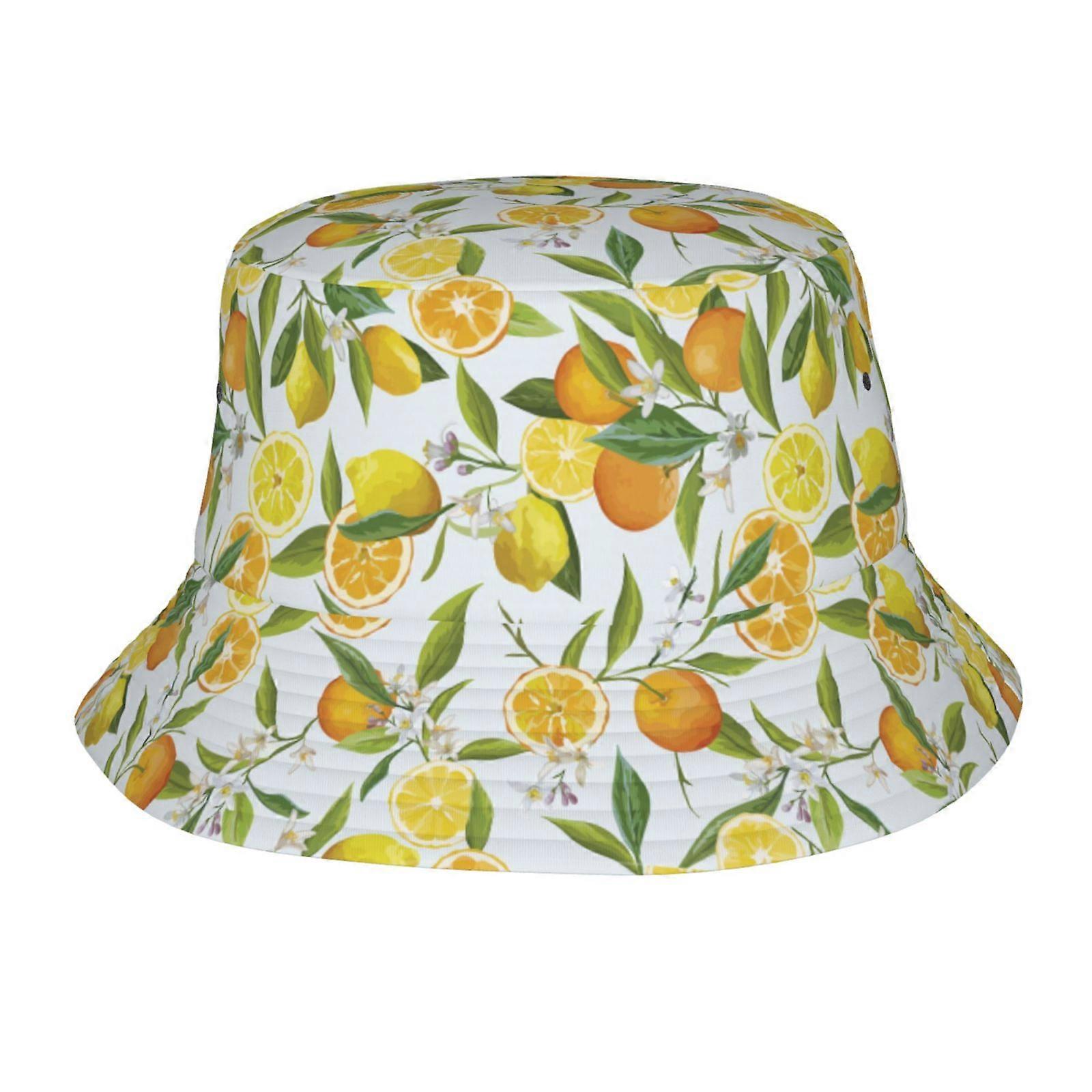 Lemon Orange Flower Hat Bucket Fisherman Bucket Hats Casual Packable ...