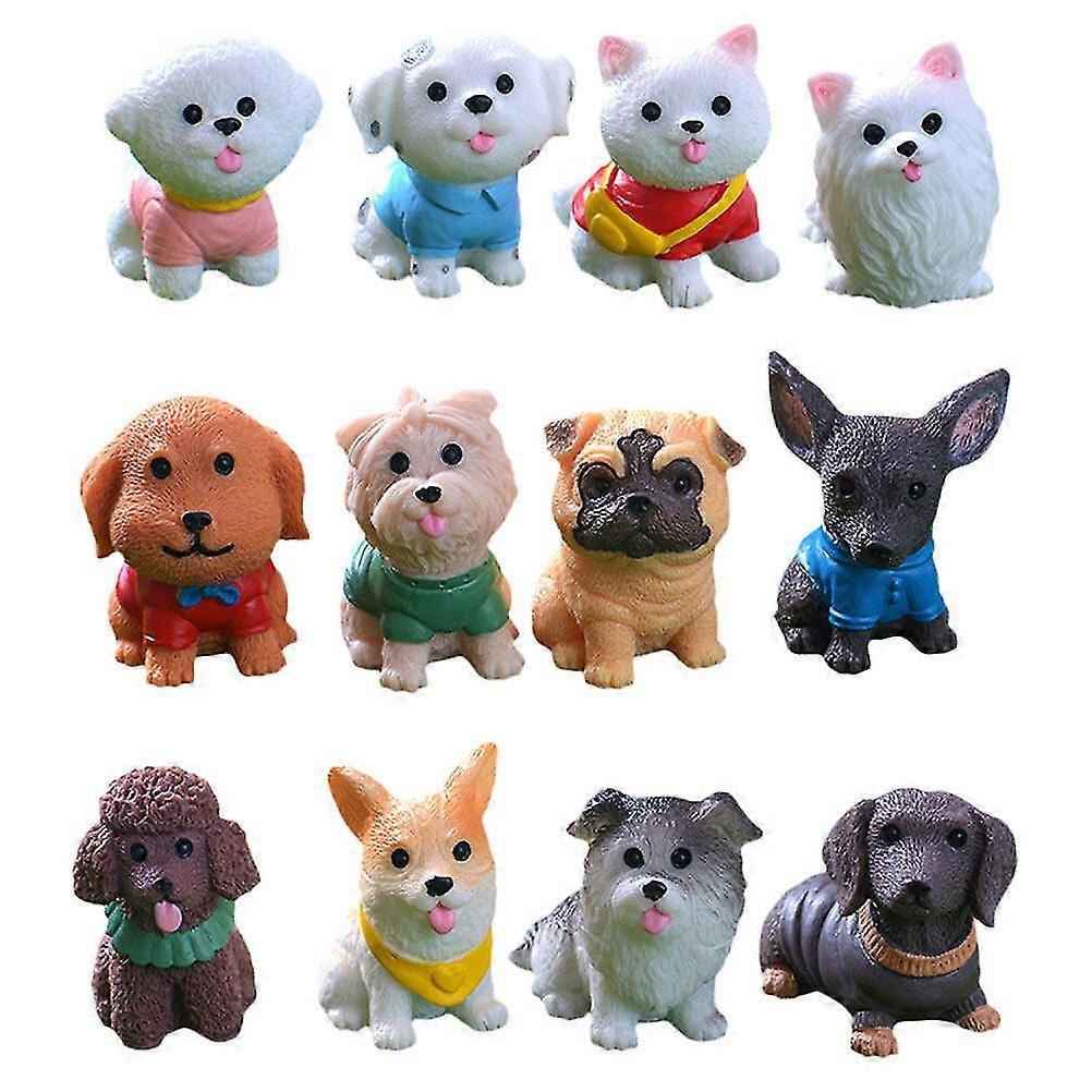 12Pcs Mini Dog Figurines Playset Realistic Mini Puppy Figures Miniature ...
