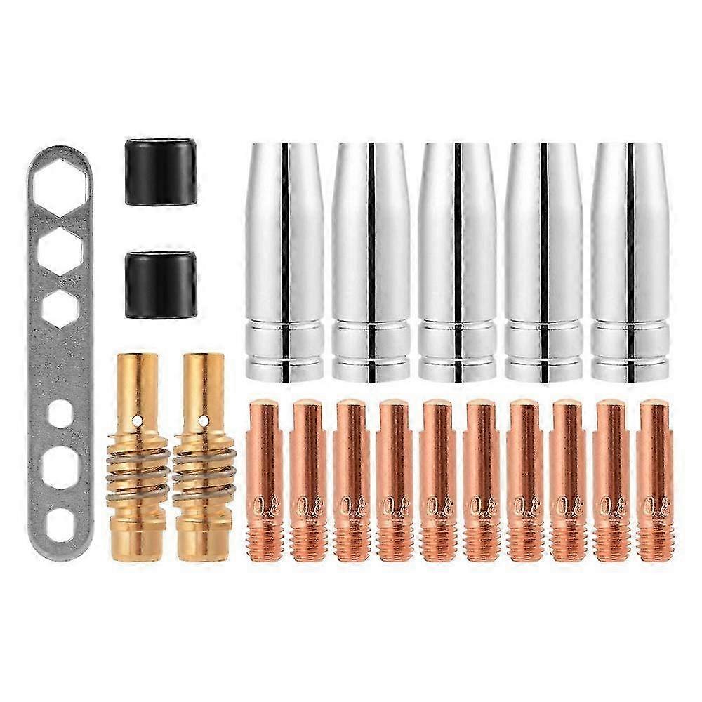 20Pcs 15AK MIG/MAG Welding Nozzle Contact Tips Gas Connector Holder Set M6 0.8x25mm(10xContact ...