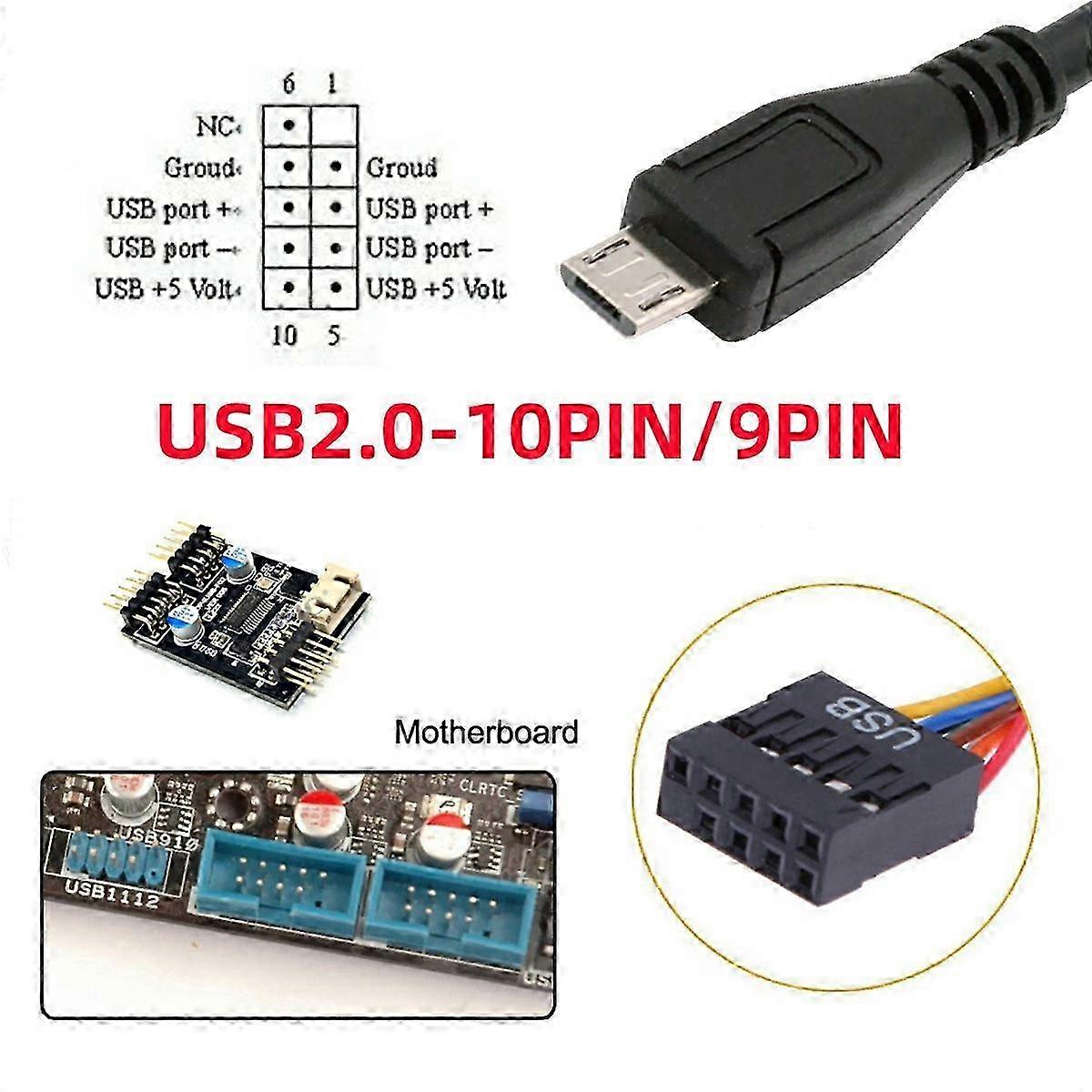 U2-018-MM USB 2.0 9pin/10pin Header to Micro USB 5pin Cable 50cm ...