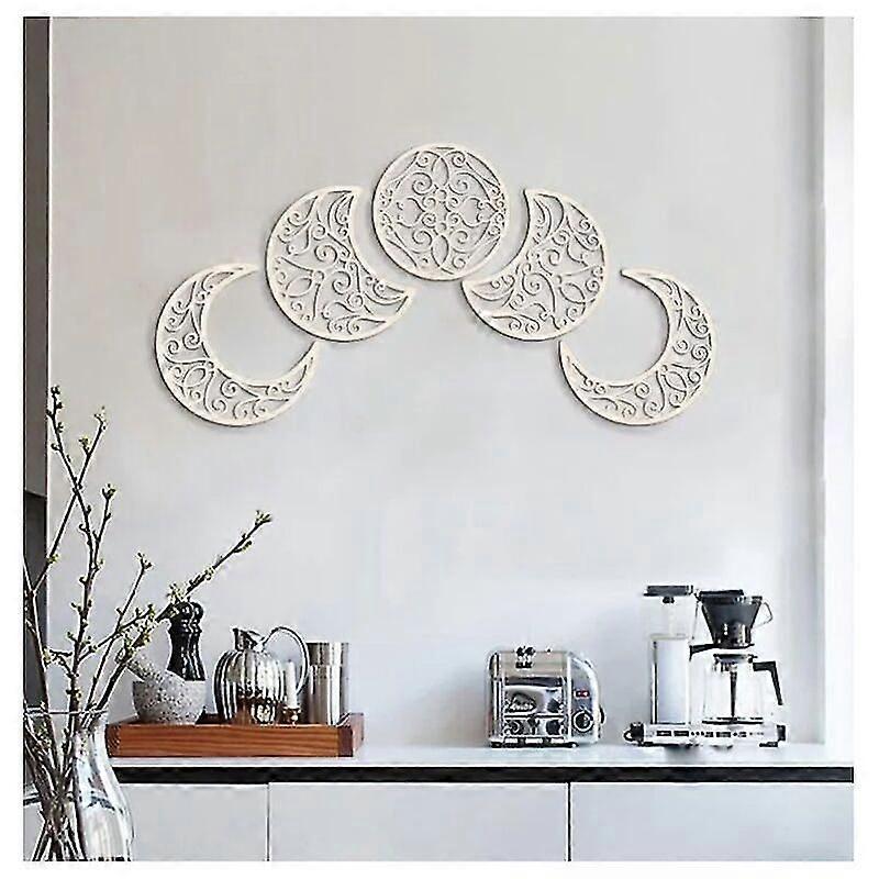 Moon Decor Wall Decor Moon Look Wall Decor (5 Pieces) Nordic Wood Moon ...