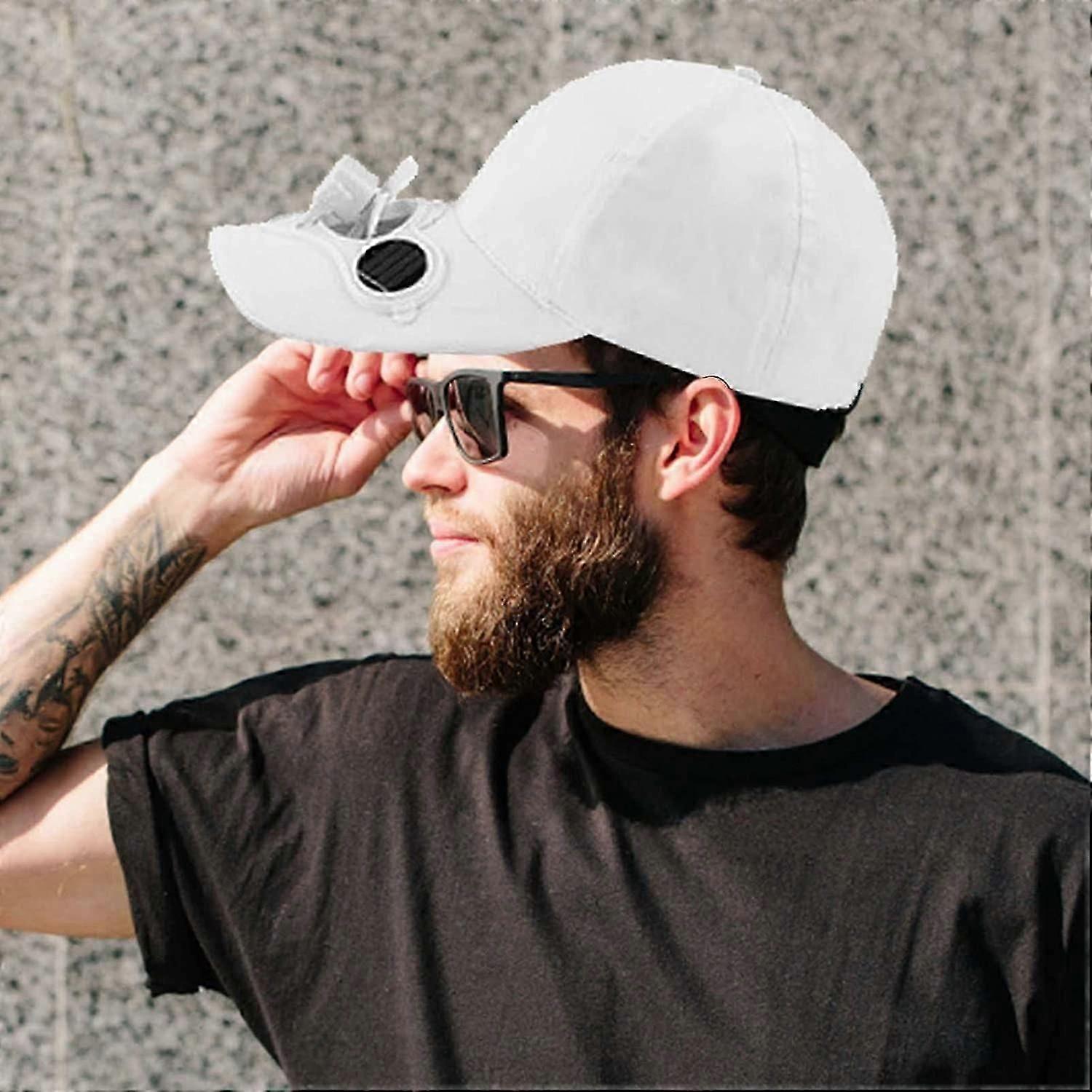 white fan cap solar fan cap summer fan cap baseball cap golf cap solar ...