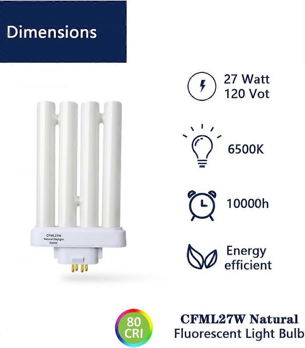 4 Rows Light Bulb 27W 6500K 4PinTube Compact Fluorescent Light Tube ...