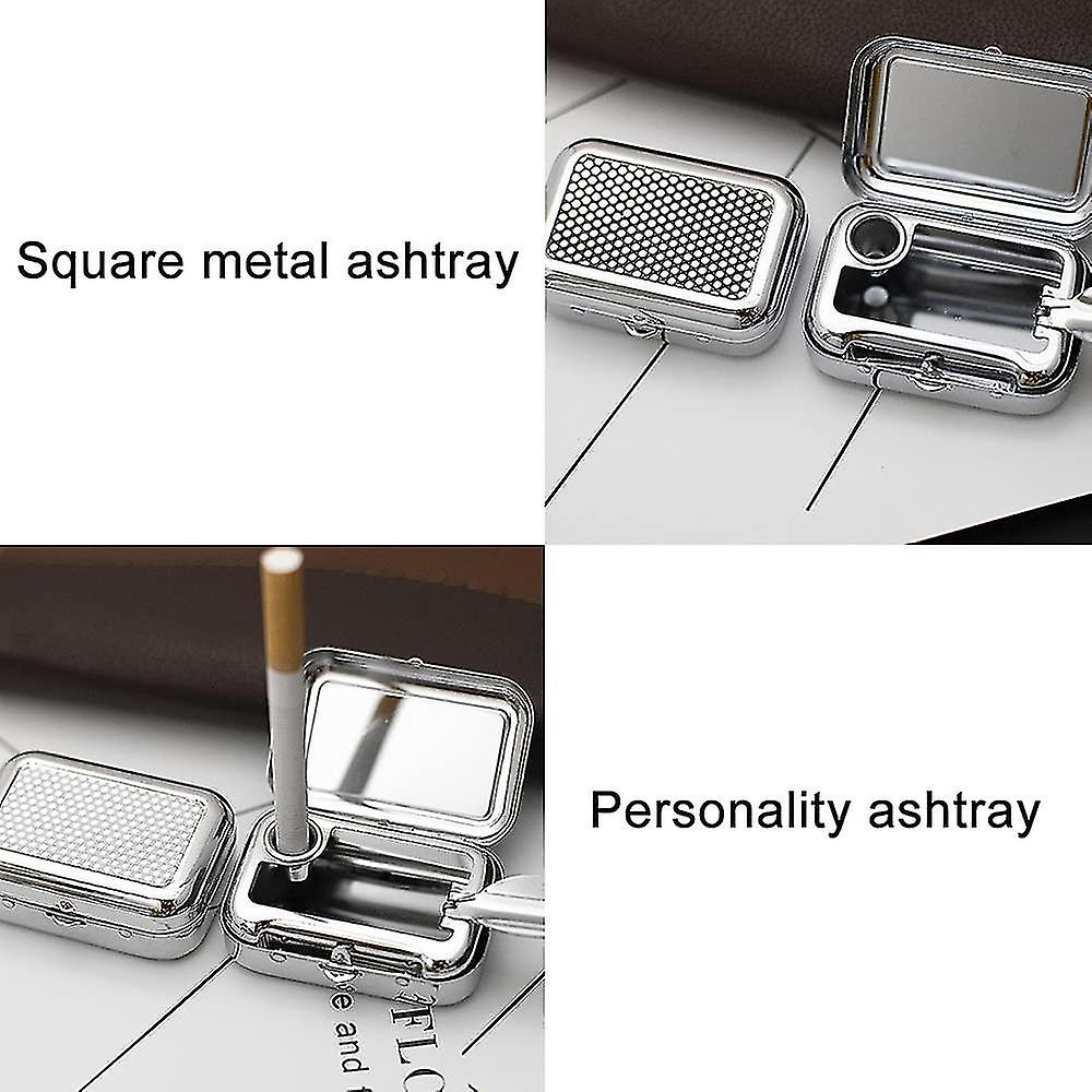 Mini Ashtray, 2 Pcs Stainless Steel Cigarette Pocket Ashtray, Square ...