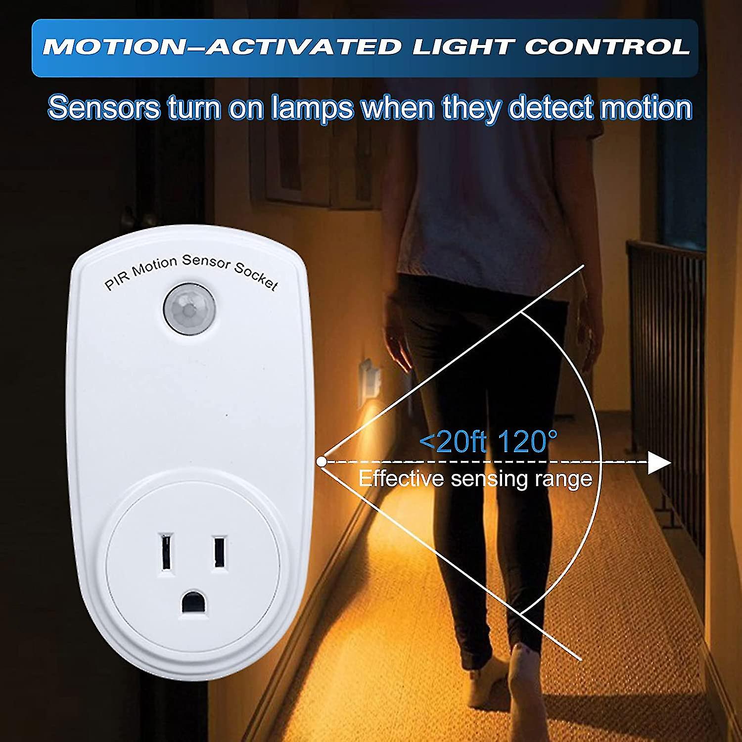 2 Pieces Motion Sensor Style) Motion Sensor Sockets Indoor Plug In ...