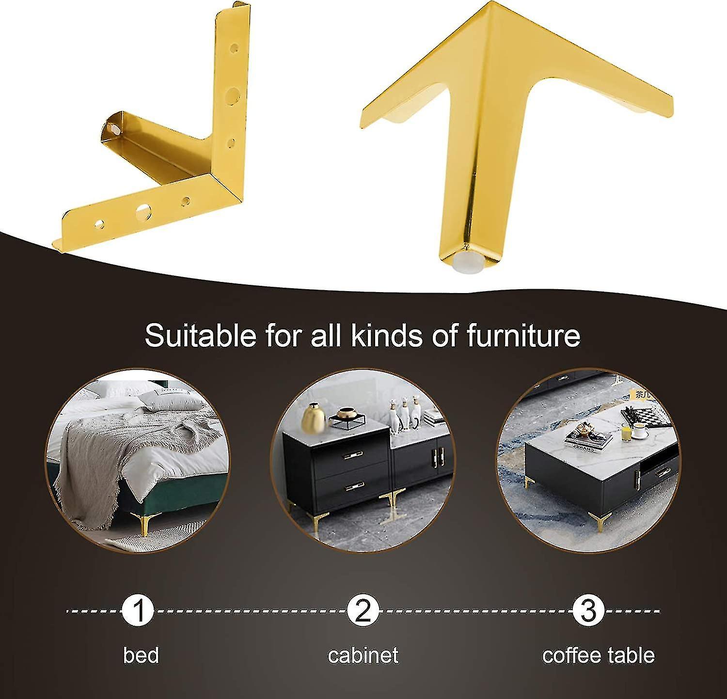 4 Pcs Metal Triangle Furniture Feet, Feet For Sofas And Chairs ...