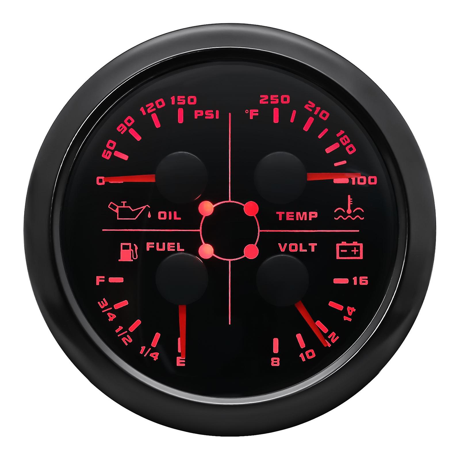 85mm Water Temp + Oil Pressure + Fuel Level + Voltage Gauge 4 In 1 ...