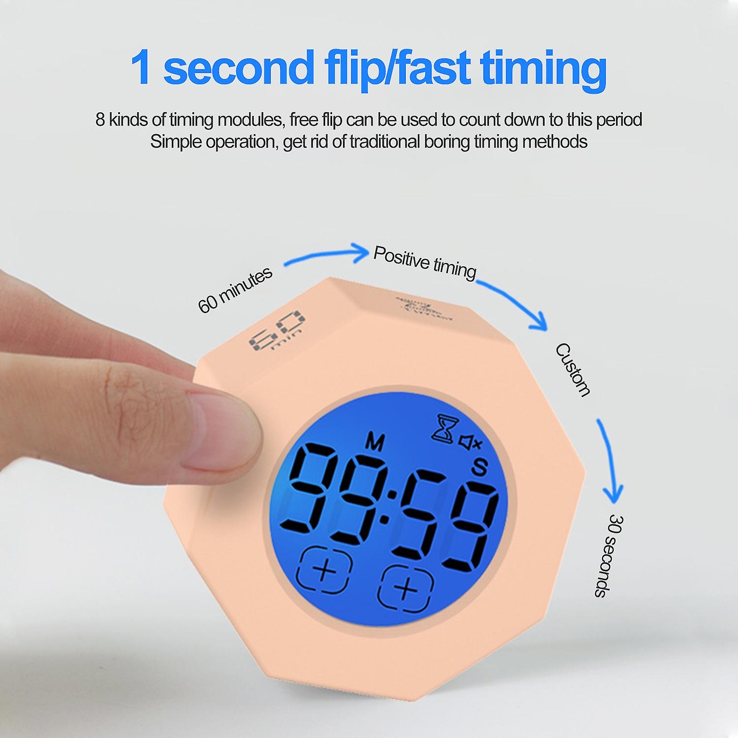Mini Digital Timer Portable Octagon Touch Control LED Display Flipping ...