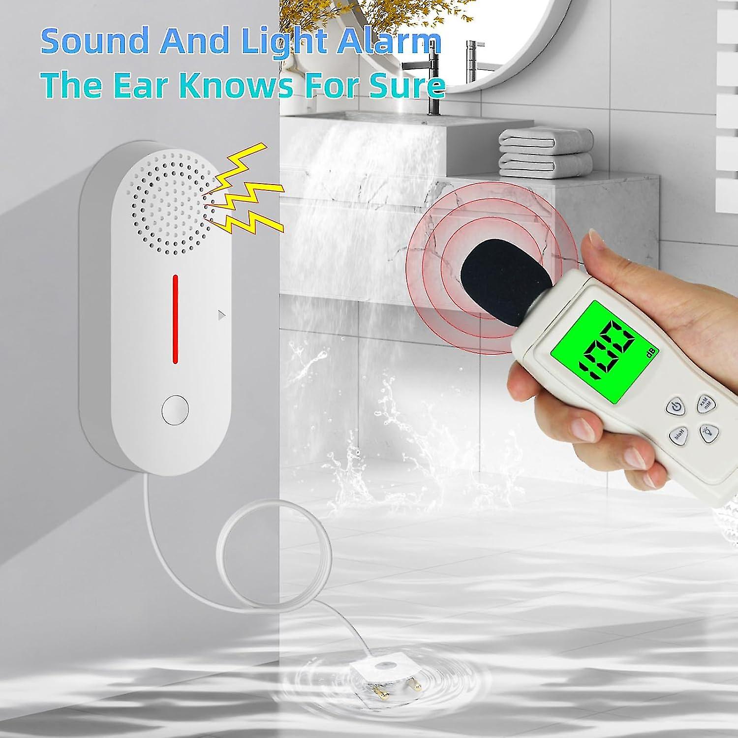 Water Leak Detector WiFi, Low Water Level Alarm, 100dB Loud Water Alarm ...