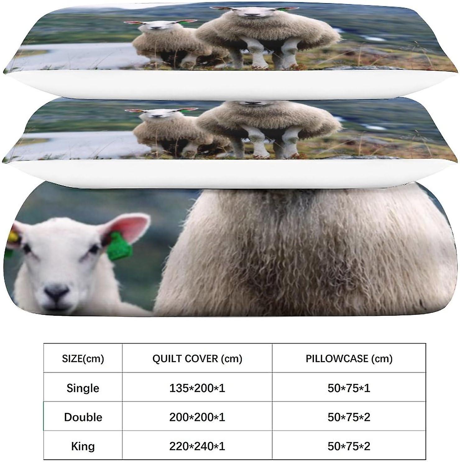 Sheep Duvet Cover Set, 3D Cute Animals Quilt Cover Bedding Set with ...