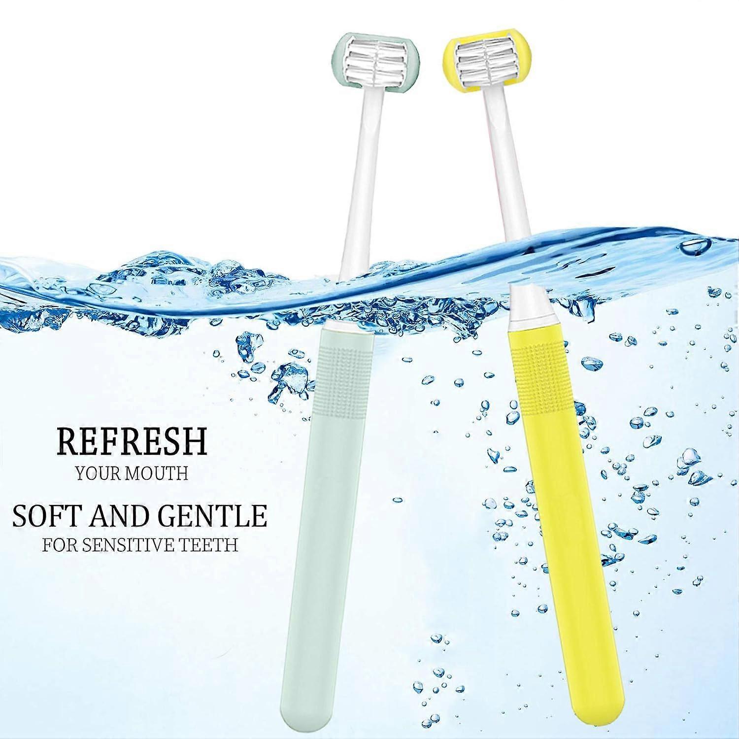 2 Pieces 3 Sided Autism Toothbrush Three Bristles for Special Needs ...