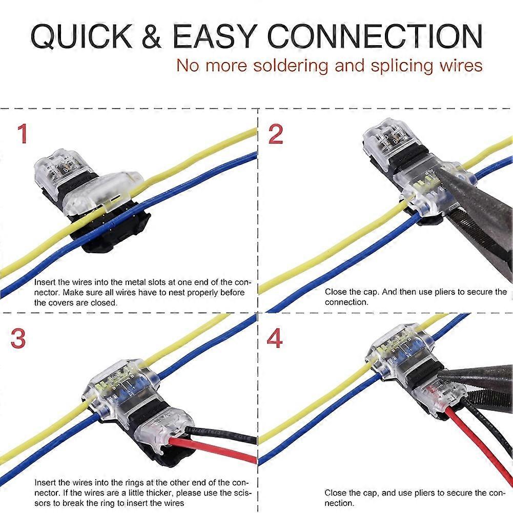 T Tap Wire Connectors for 14-18 AWG Wires, No Wire Stripping 3 Way Wire ...
