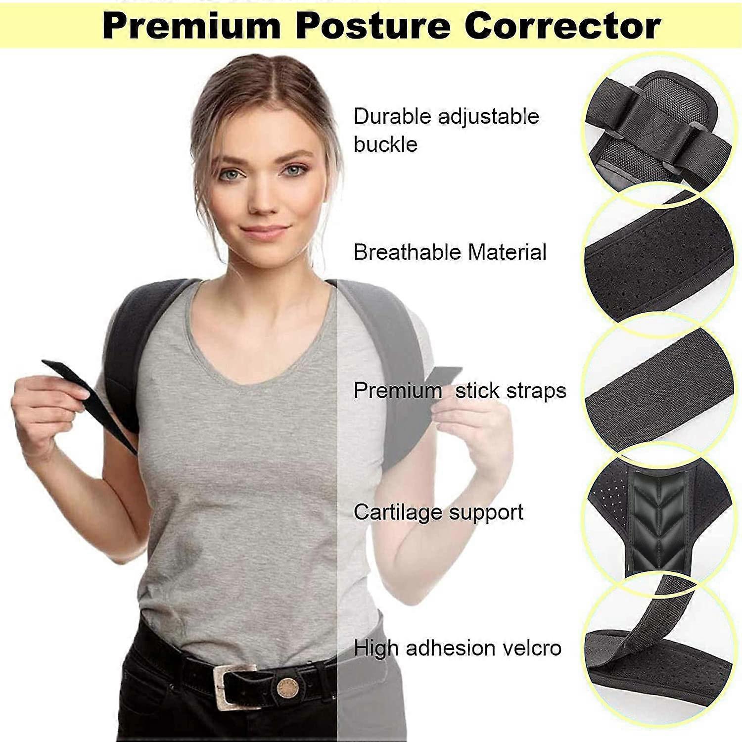 Posture Corrector, Adjustable Upper Back Brace Upper Spine Support ...