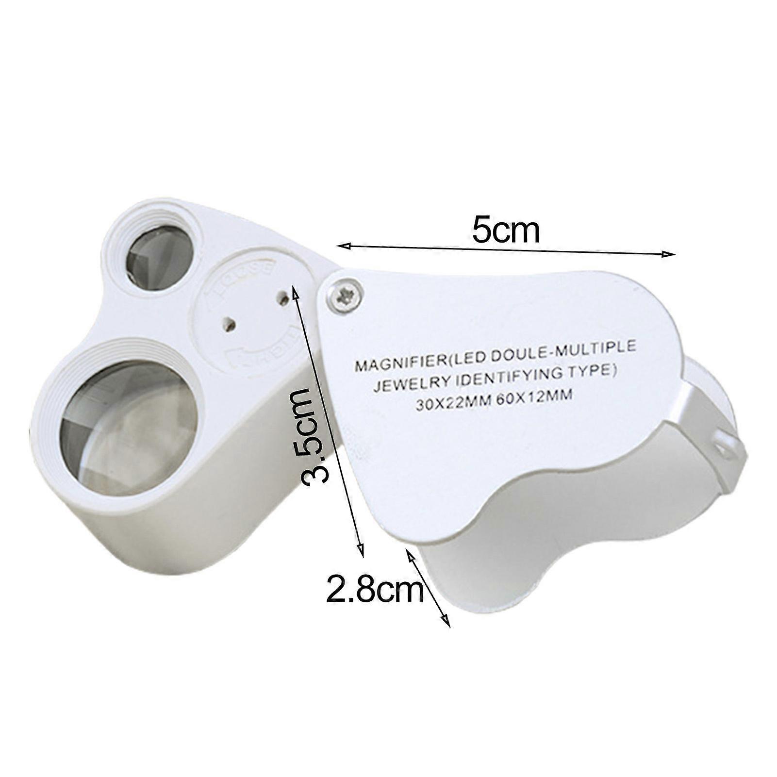 30x 60x Jewelers Loupe Portable Dual Lens Magnifier Illuminated ...