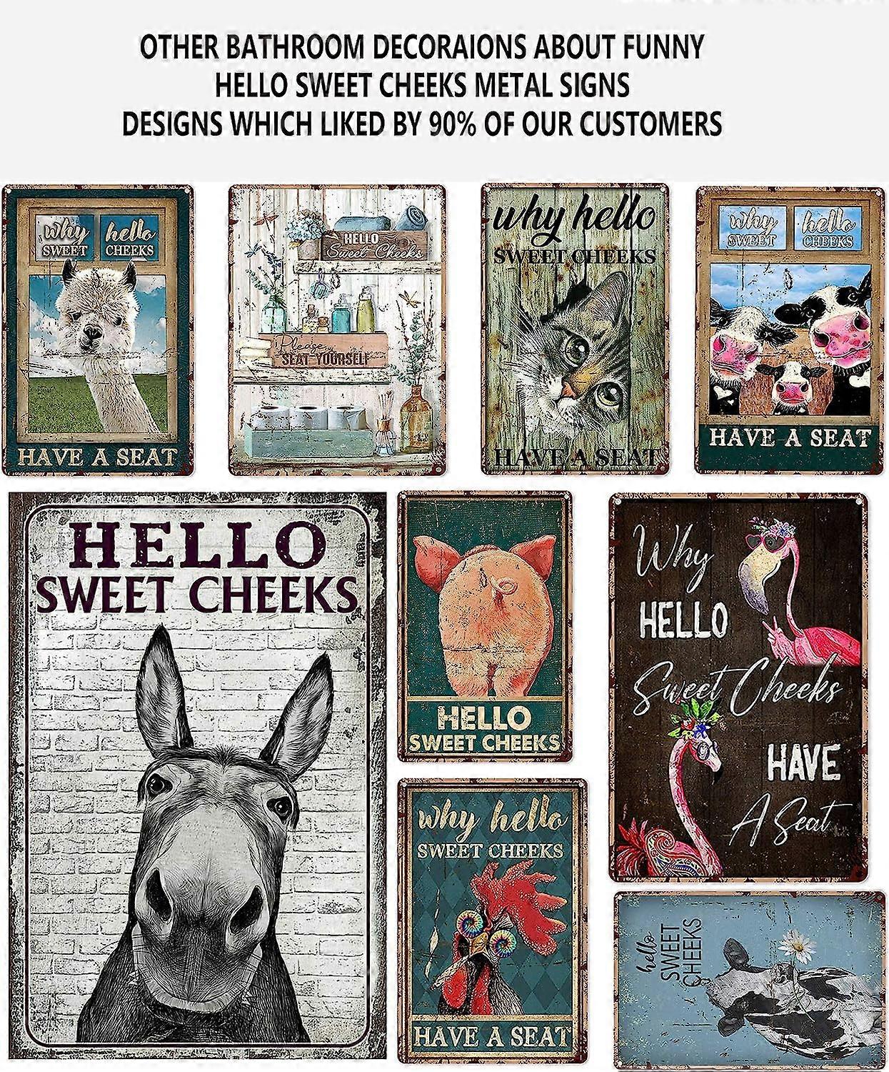 Hello Sweet Cheeks Sign Metal Cat Why Hello Sweet Cheeks Have a Seat ...