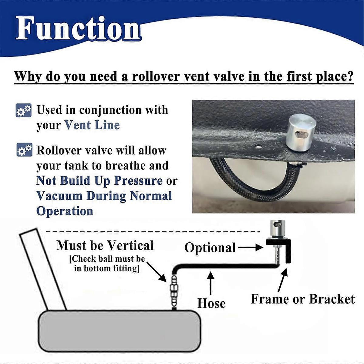 Remote Mount Vent Valve for Fuel Tanks, Tank Vent Line Replacement Part ...