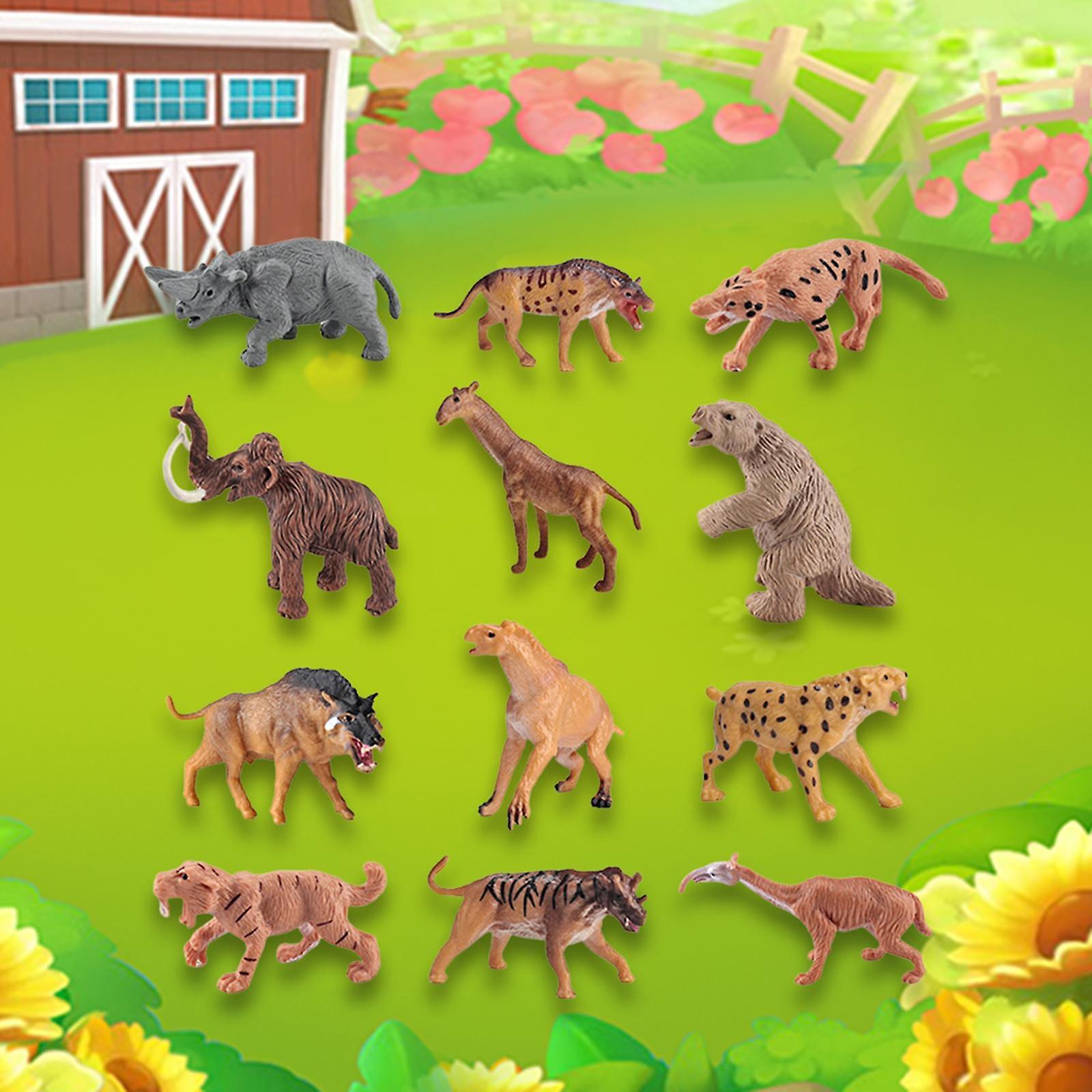 12 Pieces Mini Prehistoric Animal Model Primitive Men Model Toy Cake ...