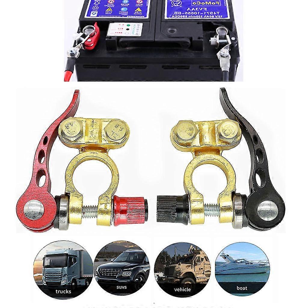 2x Battery Brass Terminal Quick Release Adjustment Disconnect Connector ...