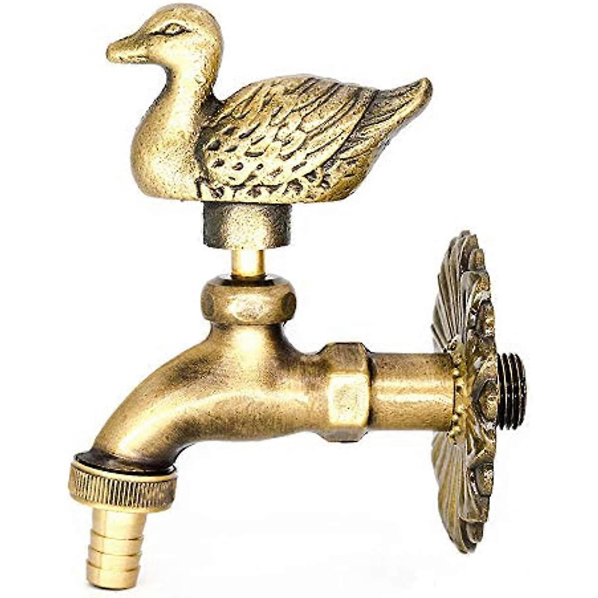 Outdoor Faucet Garden Water Tap - Solid Brass Antique Gold Finish Wall ...