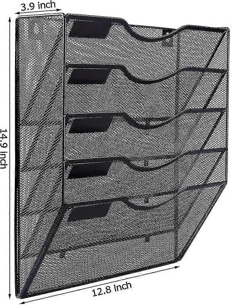 5 Tier Wall File Holder Hanging Mail Organizer Metal Wall Mount ...