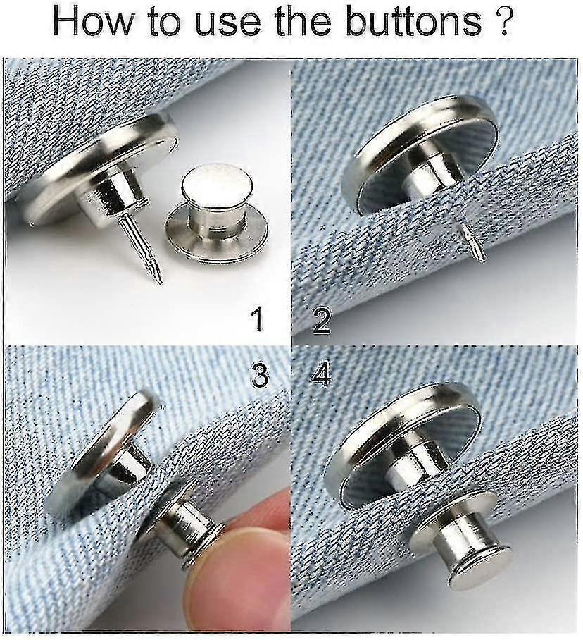4 sets button pins for jeans, jean button replacement, adjustable jean ...