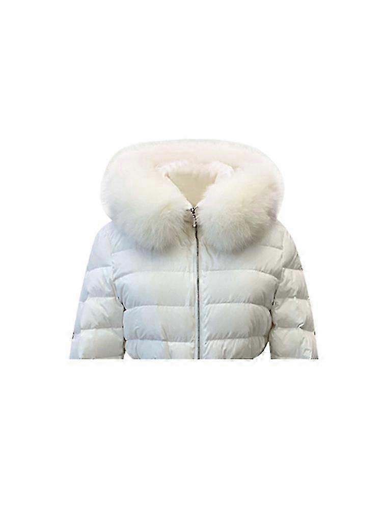 2024 Women's White Parka Jacket Overcoat Fashion Warm Long Sleeve Coat ...