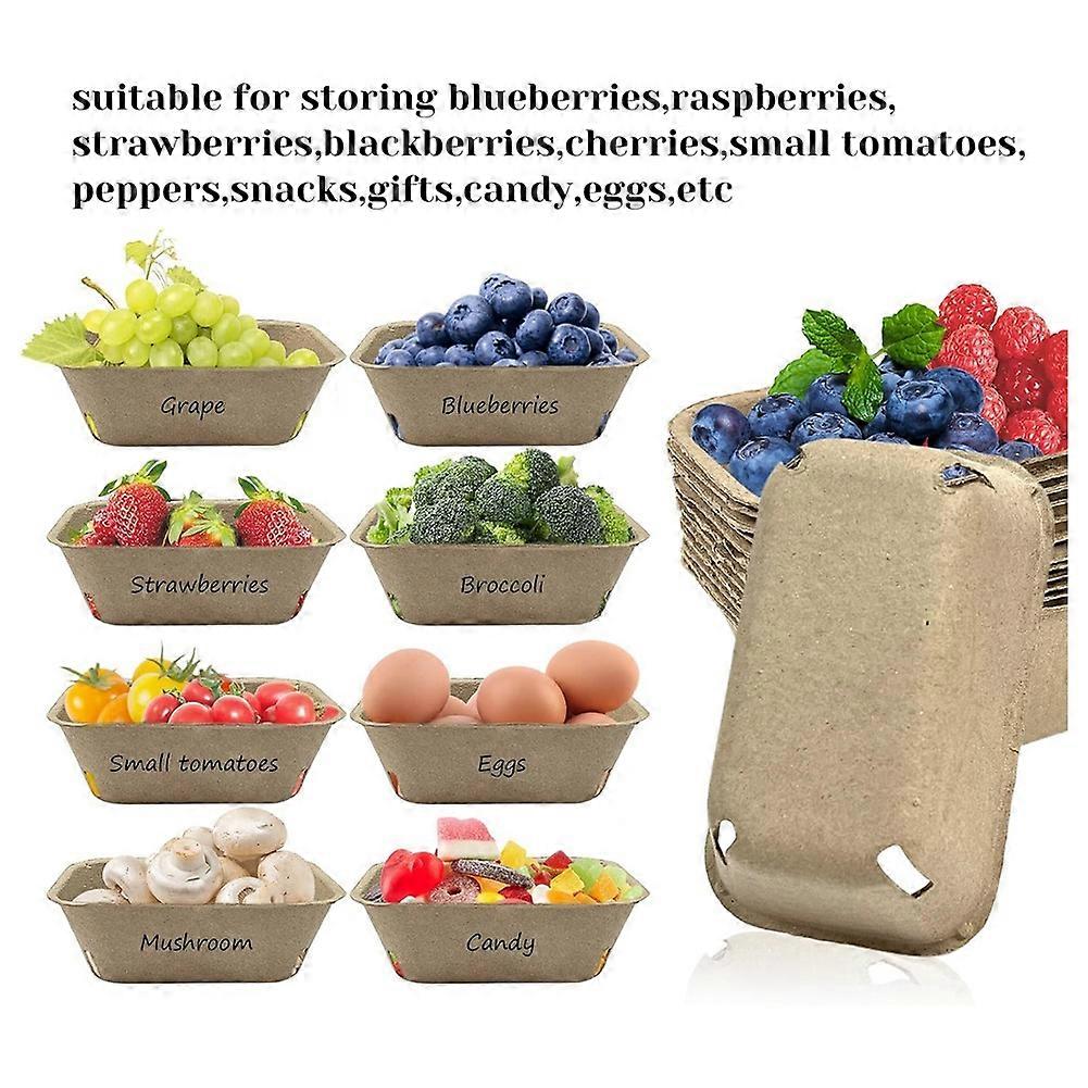 50 Pack Pulp Fiber Berry Basket for Picking Fruit, Molded Berry Basket ...