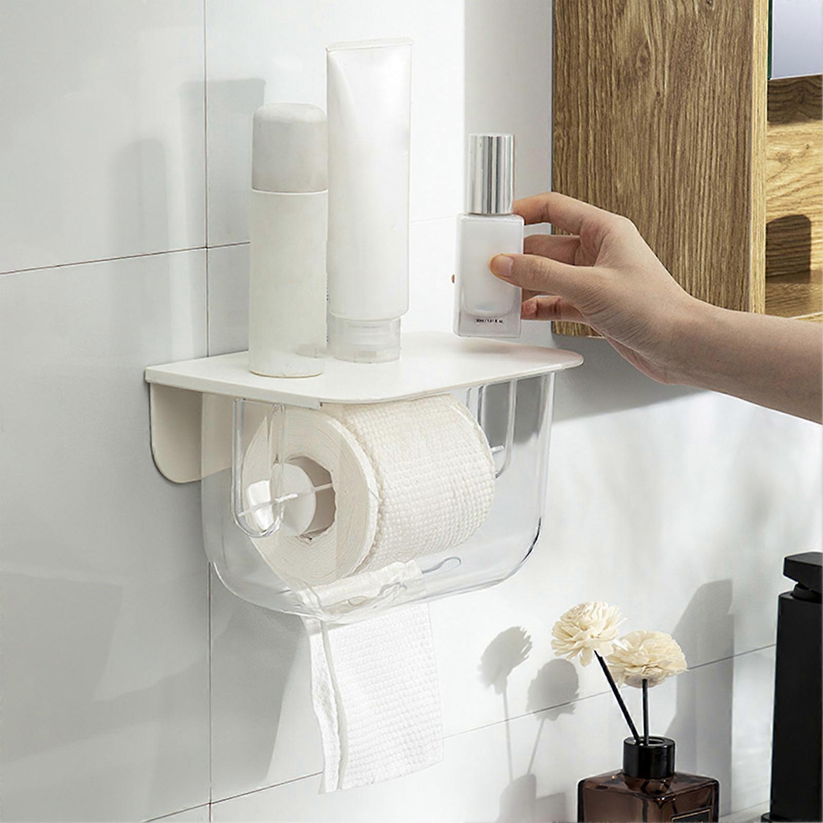 Wall Mounted Roll Tissue Container Punch Free Tissue Box Holder for ...