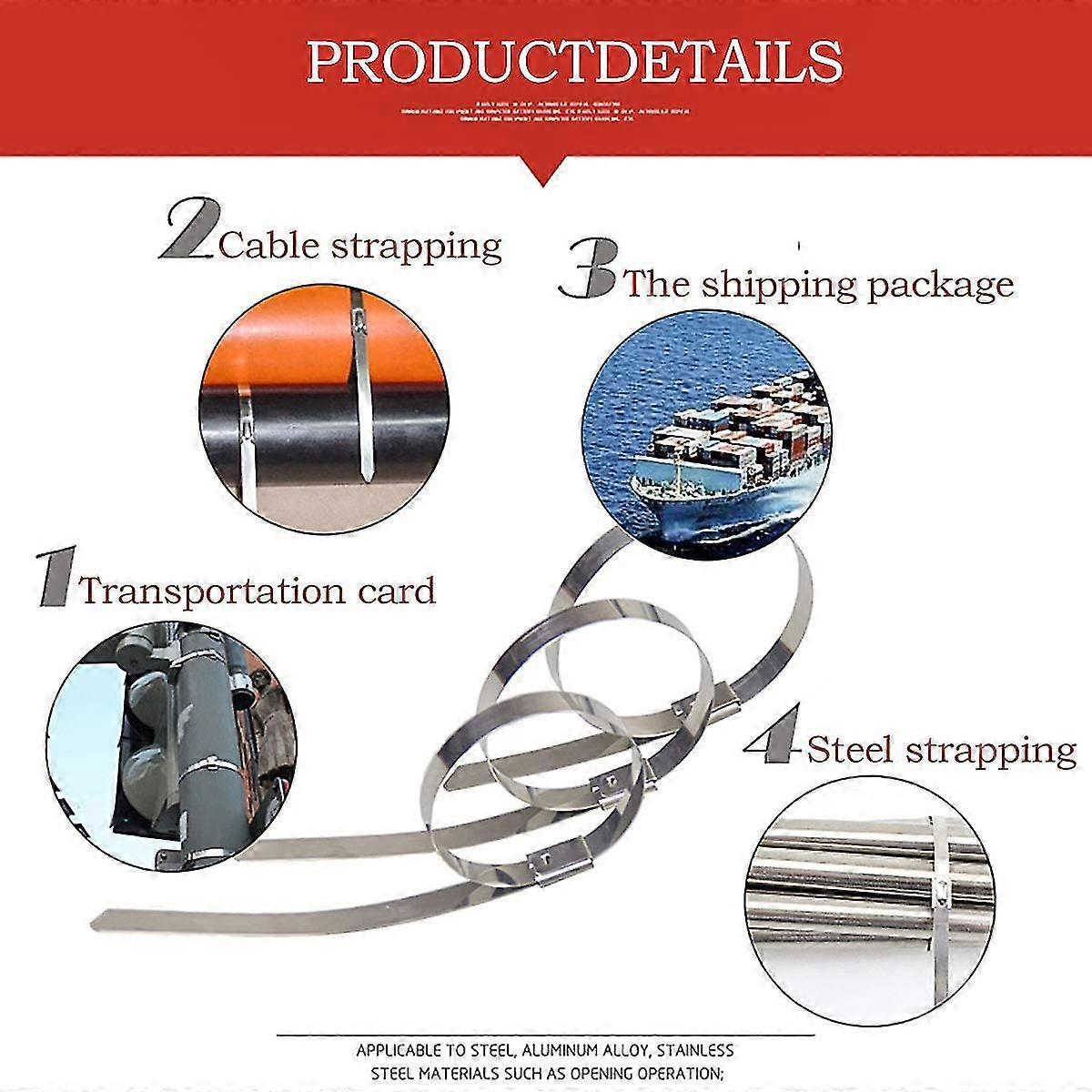 100 Pcs Stainless Steel Tie,metal Cable Ties With Rolling Self Locking ...