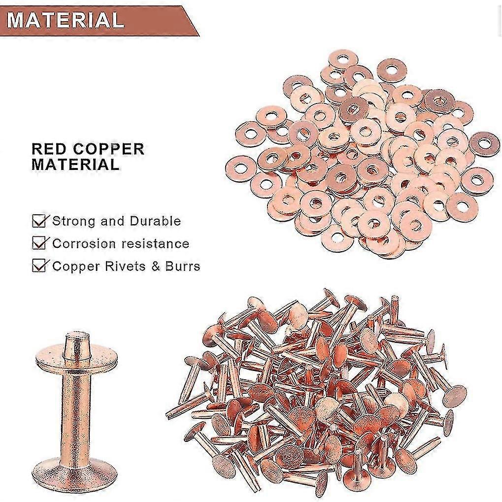 50 Sets Of Copper Rivets And Burrs,leather Belt Wallets, Leather Copper ...