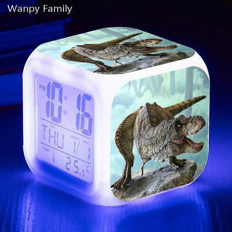 Jurassic Dinosaur Alarm Clock 7 Color Glowing LED Digital Alarm Clocks ...