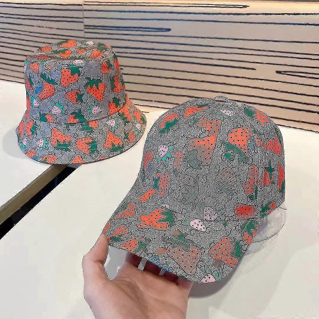Men Ladies Strawberry Print Cotton Baseball Cap Fisherman Cap ...