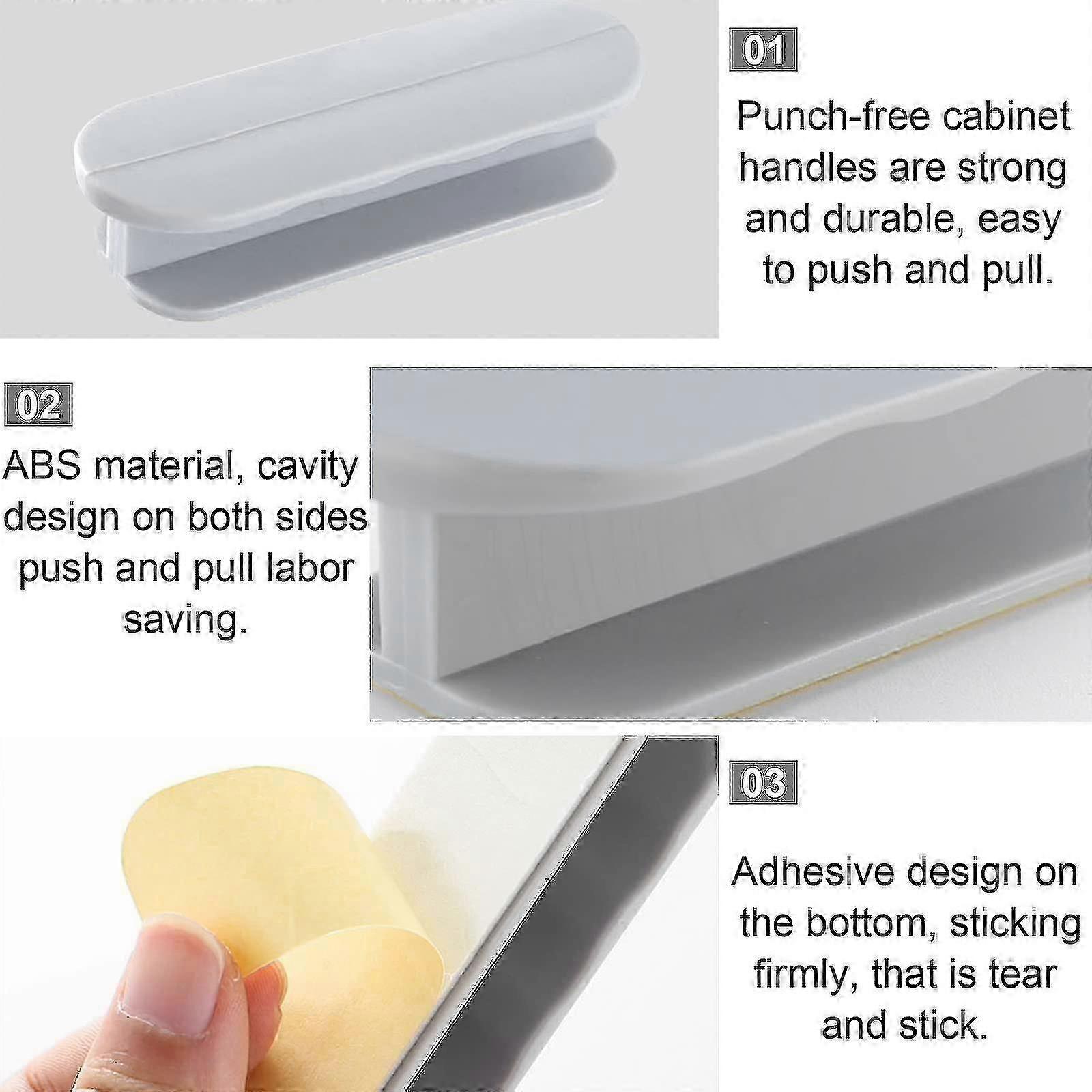 Stick On Handles Self-adhesive Door Handles 4pcs Drawer Plastic Handles ...
