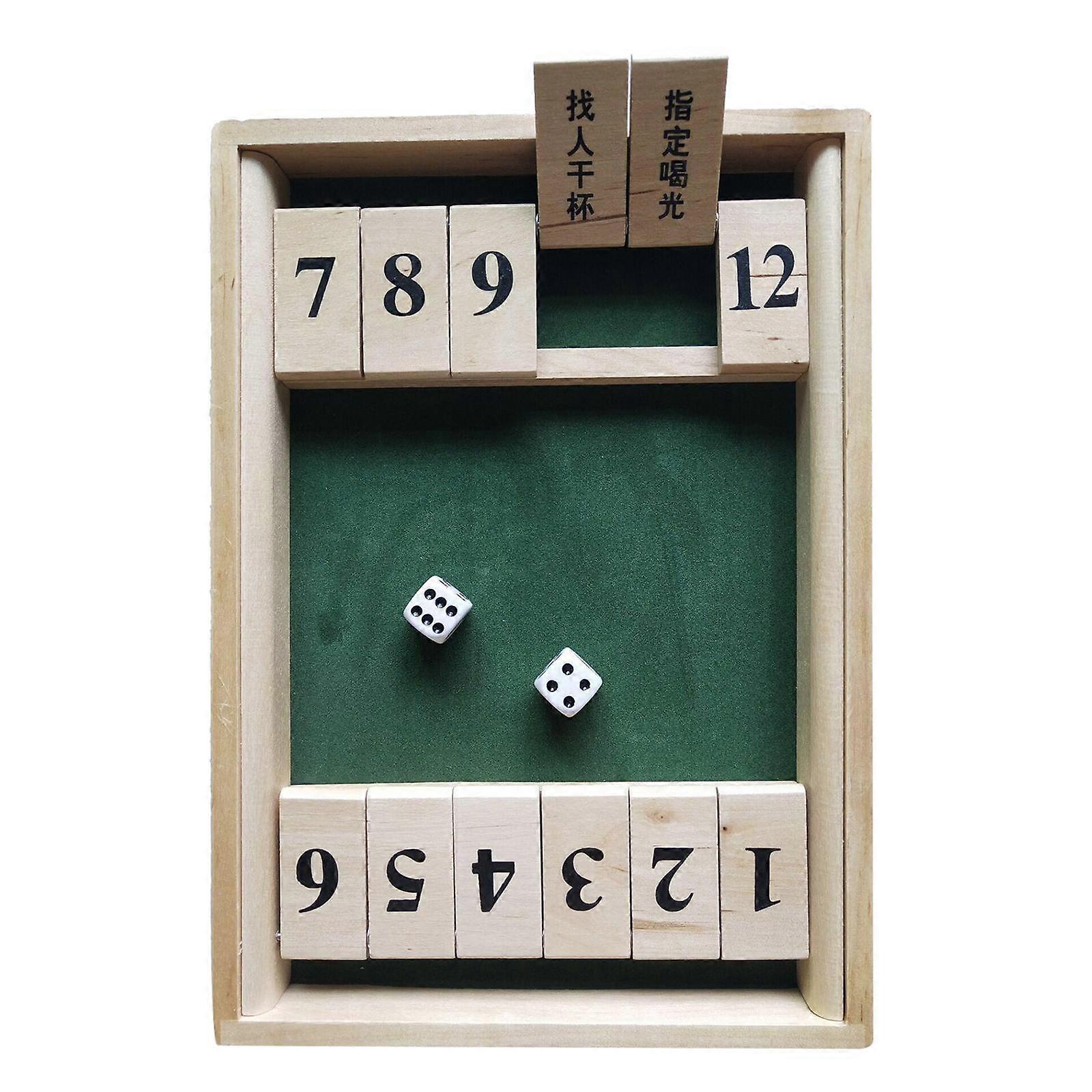 1-2 Players Shut The Box Dice Game,Classic Wooden Board Game with 2 ...