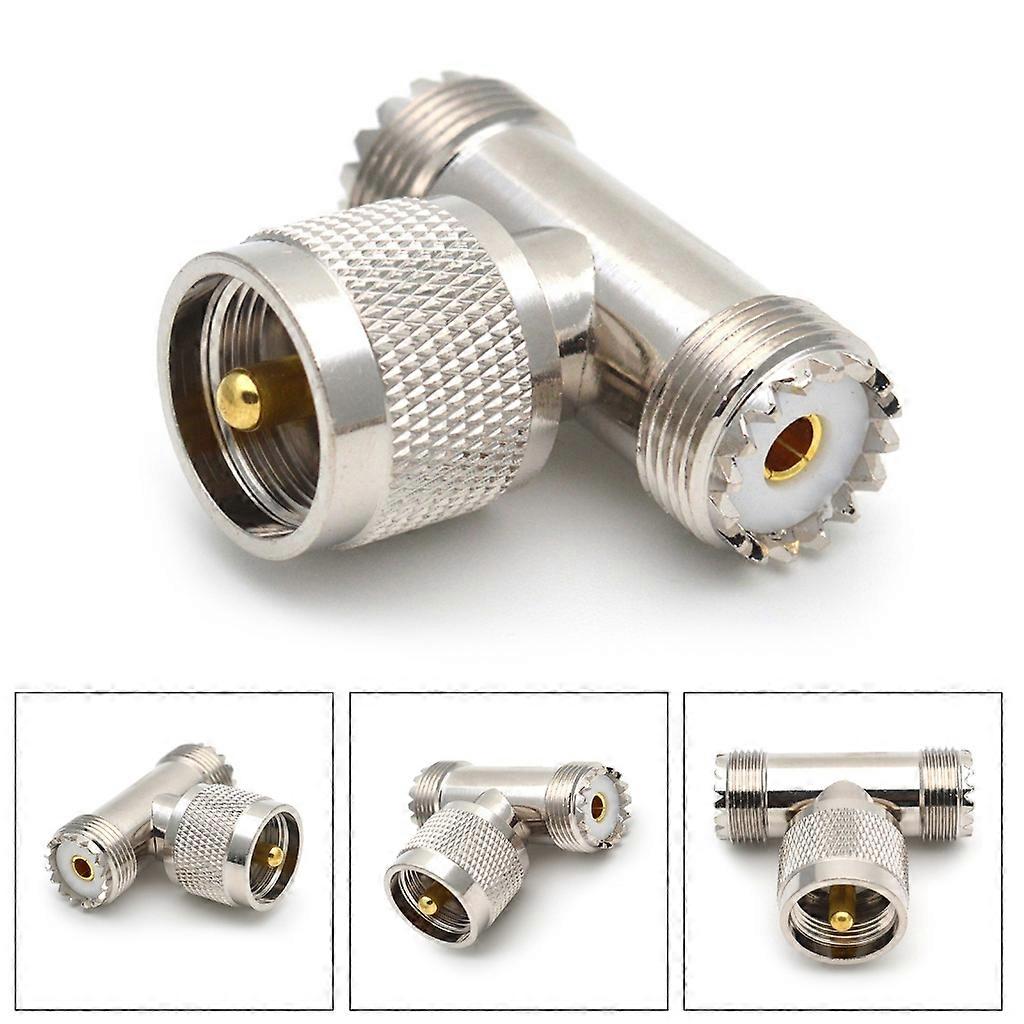 PL259 UHF Male to Dual SO-239 UHF Female SO239 Triple Tee Type 3 Way ...