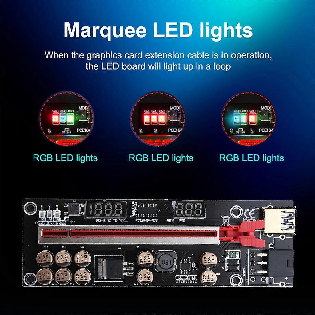 PCI-E Riser Board 1x to 16x Adapter Card PCI-E Graphic Card Riser 6pin ...