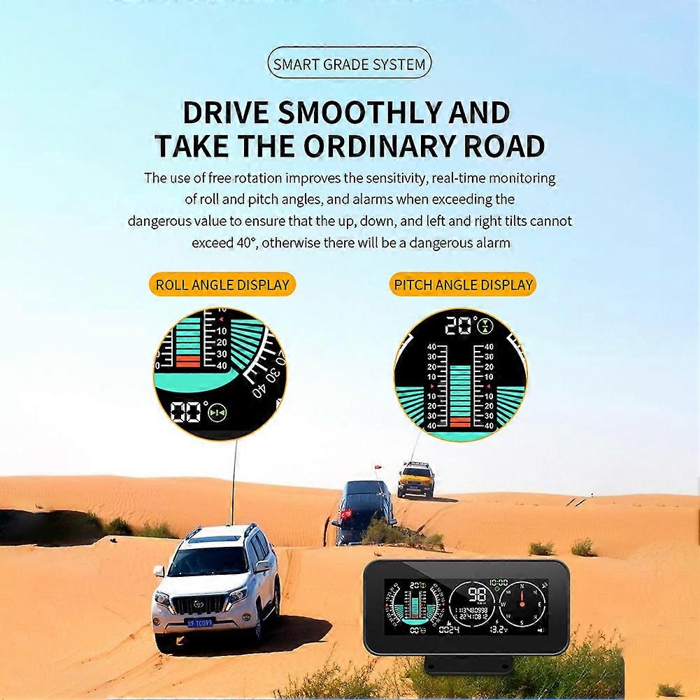 GPS OBD2 HUD Slope Meter Inclinometer Car Compass Speedometer PMH KMH ...